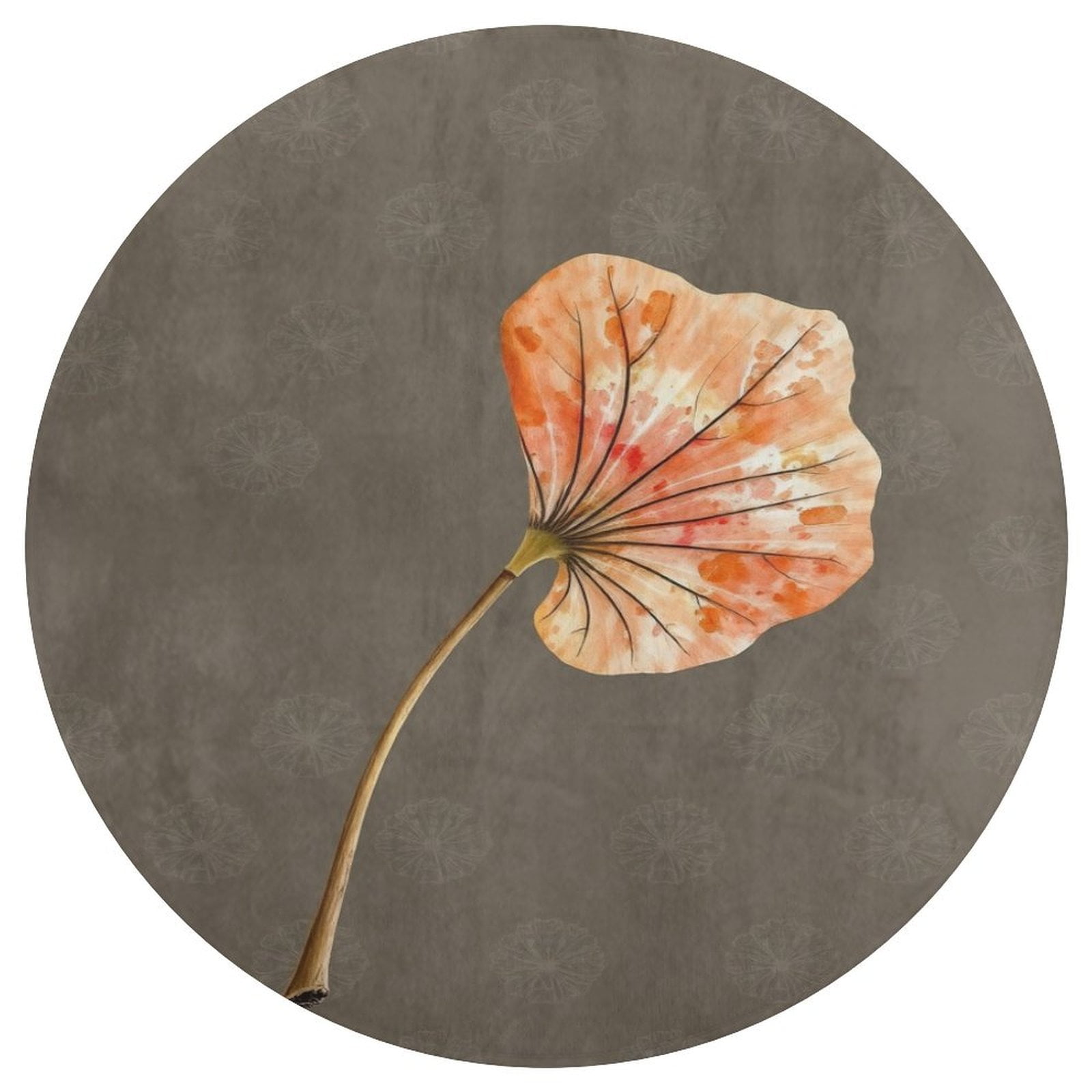 Ginkgo Leaf Sketch And Watercolor Pattern Round Area Rug Soft Sofa ...