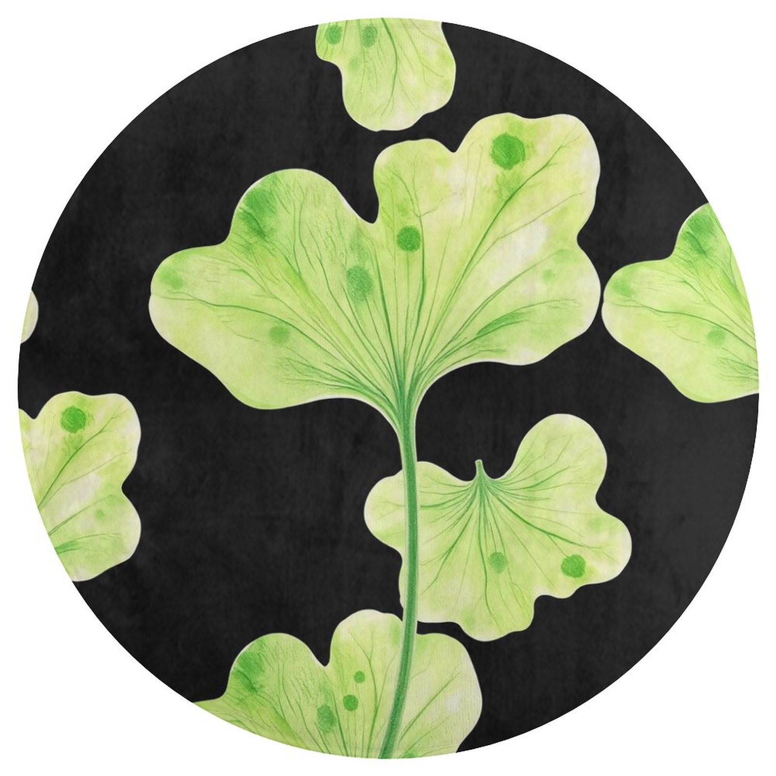 Ginkgo Leaf Sketch And Watercolor Pattern Round Carpet Living Room ...