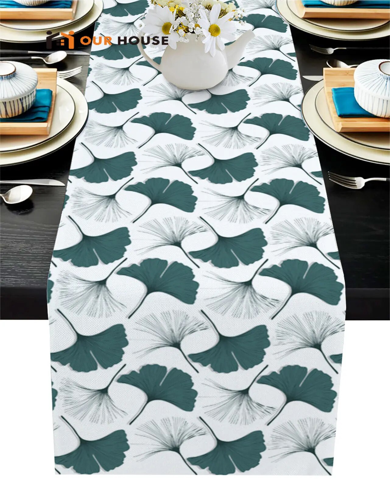 Ginkgo Leaf Spring Texture Flower Mats Table Runner for Coffee Home ...