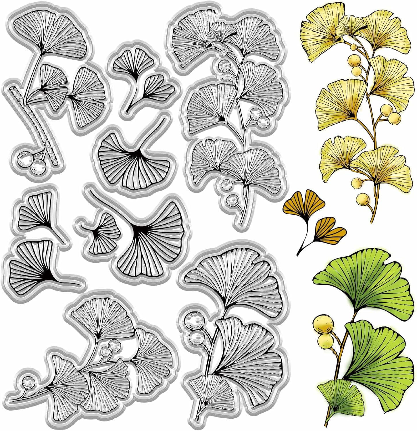 Ginkgo Leaf Stamps Leaves Clear Rubber Stamp Spring Autumn Plant Retro ...