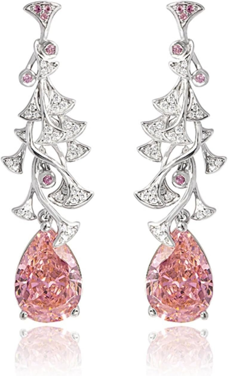 Ginkgo Leaf Women Dangle Earrings Simulated Diamond Drop Earrings for ...