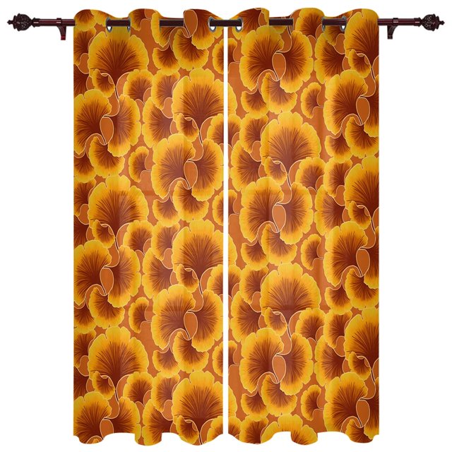 Ginkgo Leaf Yellow Texture Valance Window Curtains For Living Room ...