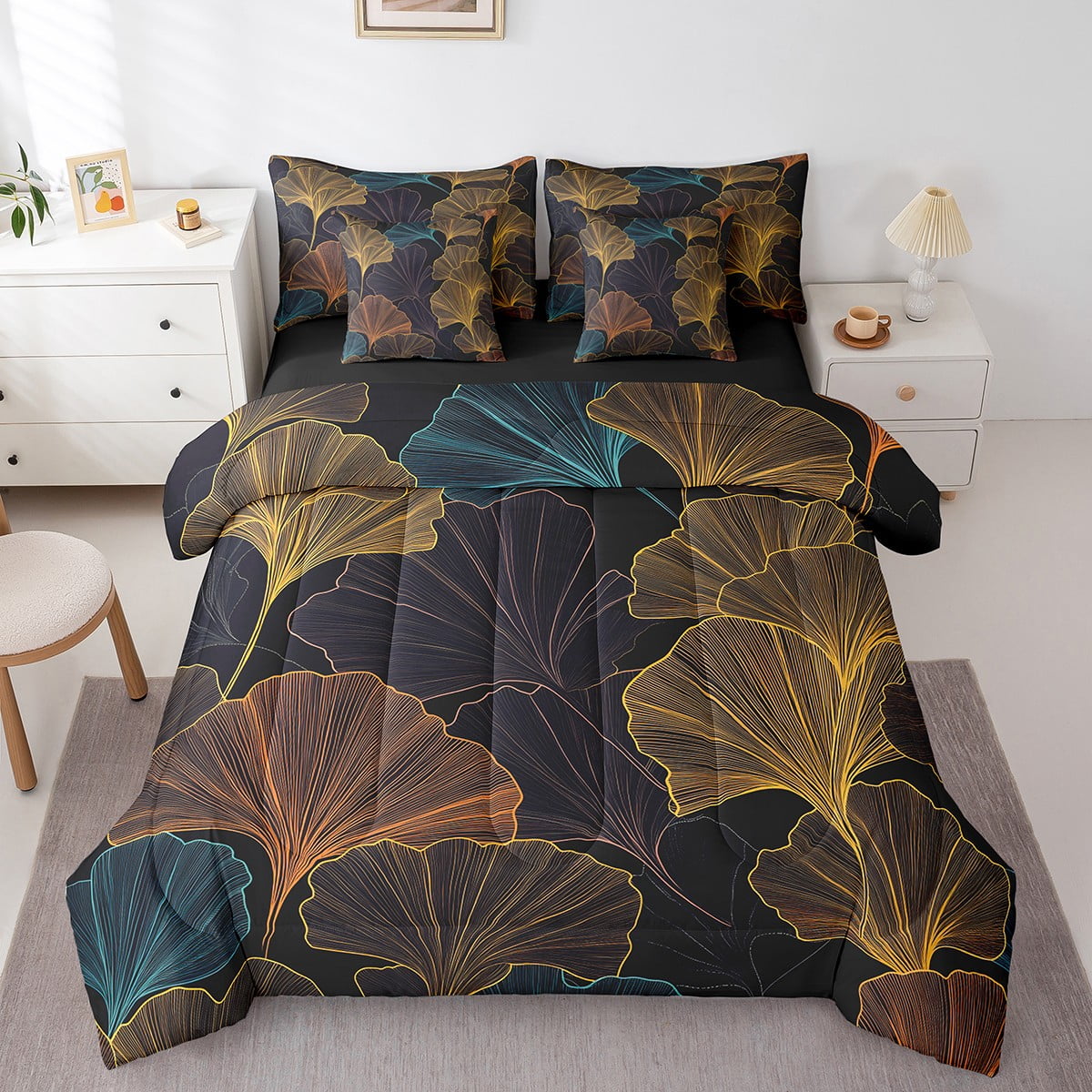 Ginkgo Leaves 7 Piece Comforter Set Full Bed in a Bag,Ginkgo Biloba ...