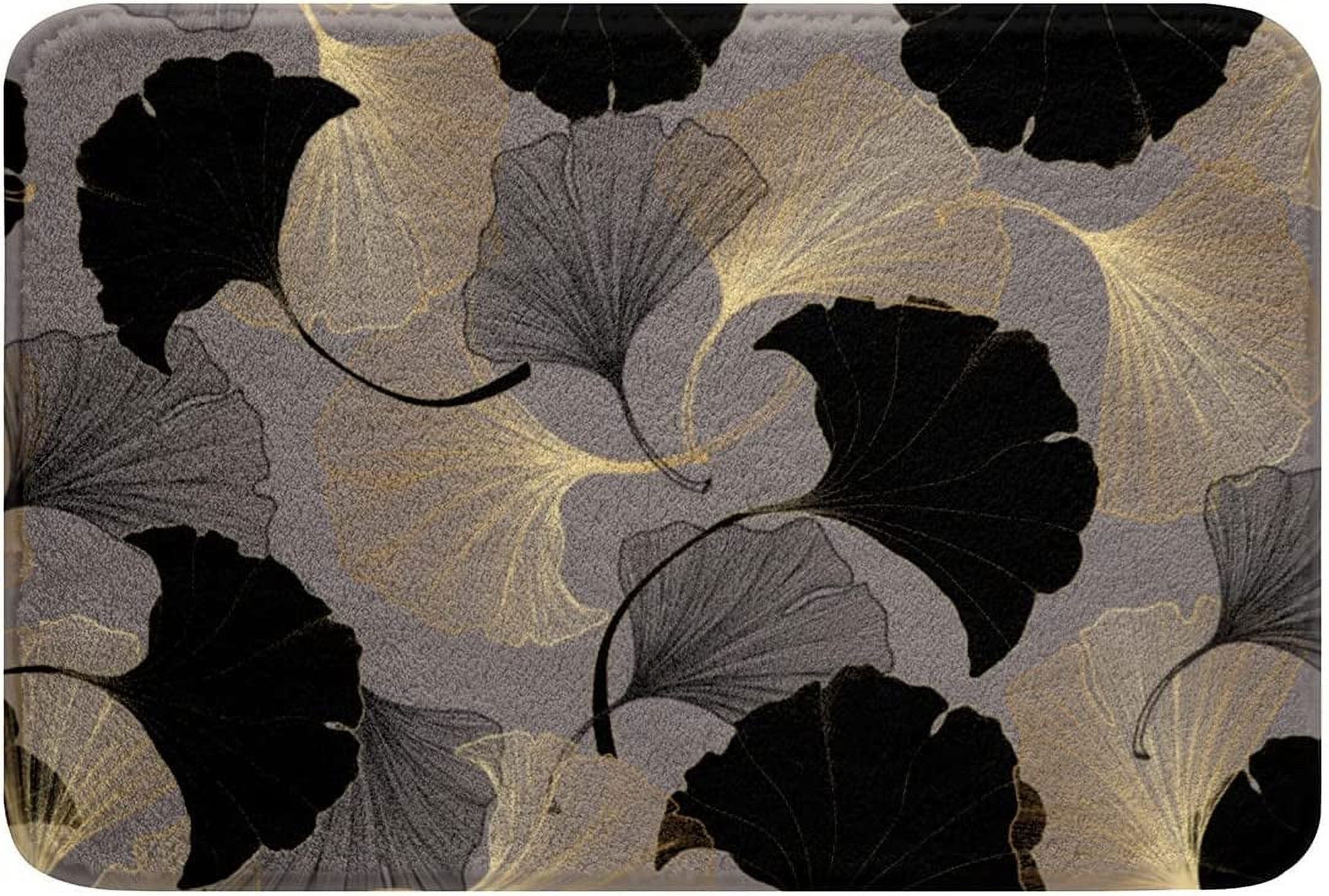 Ginkgo Leaves Area Rug Black Golden Ginkgo Biloba Leaf Bath Rugs for ...