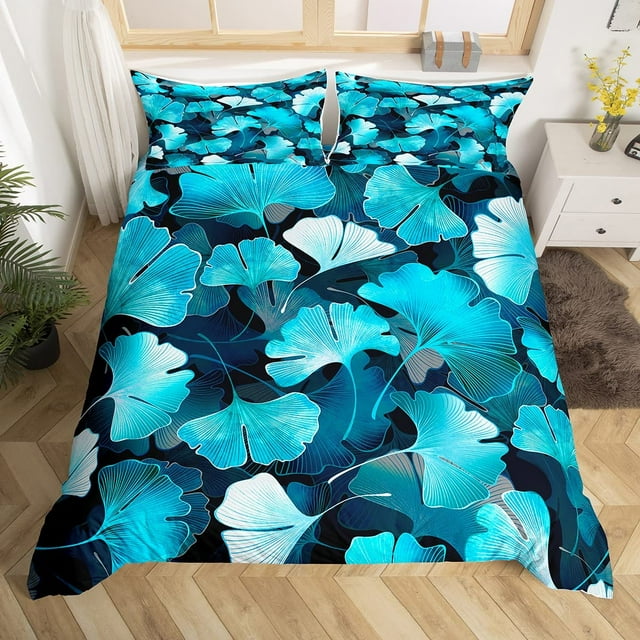 Ginkgo Leaves King Duvet Cover Black Golden Ginkgo Biloba Leaf Bedding ...