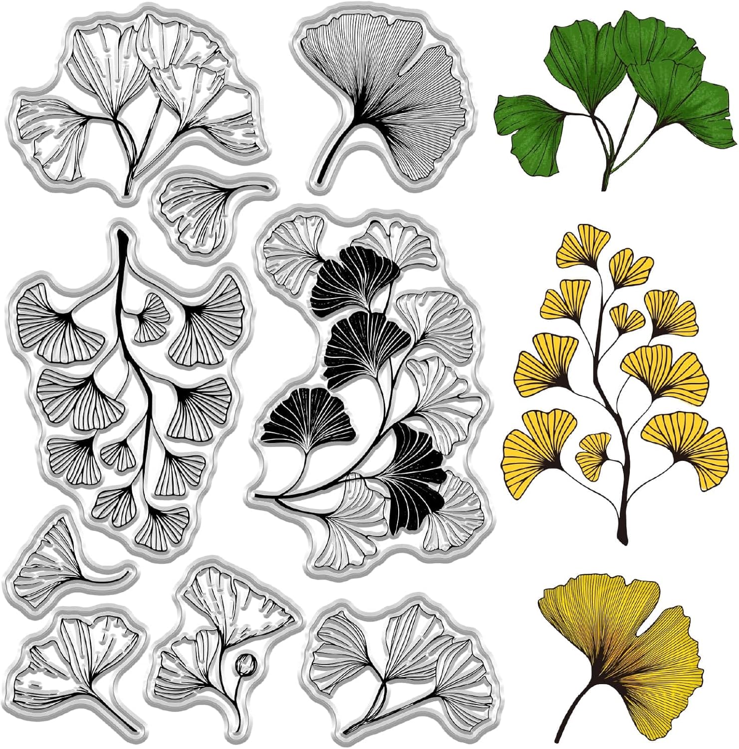 Ginkgo Leaves Rubber Stamp Wedding DIY Vintage Reusable Transparent ...