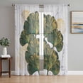 Ginkgo Leaves Sheer Curtains 84 Inch Length 2 Panels Set, Marble Modern ...