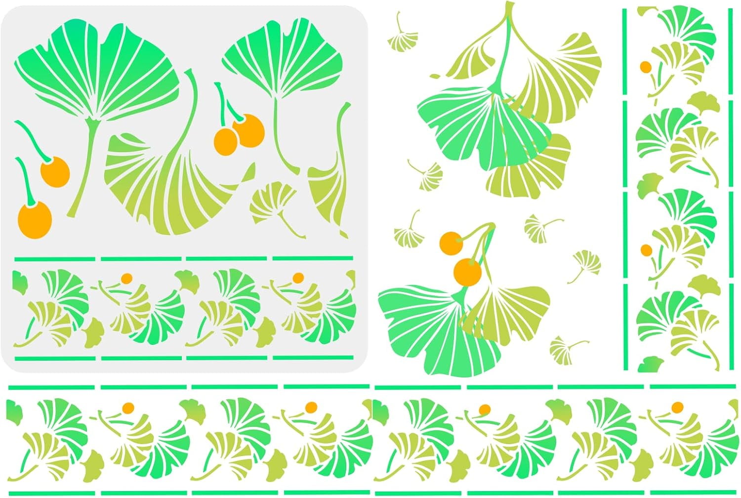 Ginkgo Stencil 11.8x11.8inch PET Painting Stencil Square Drawing ...
