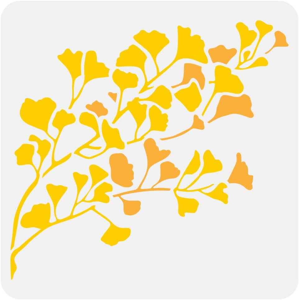 Ginkgo Tree Branches Stencil 11.8x11.8" Ginkgo Leaf Large Stencils ...