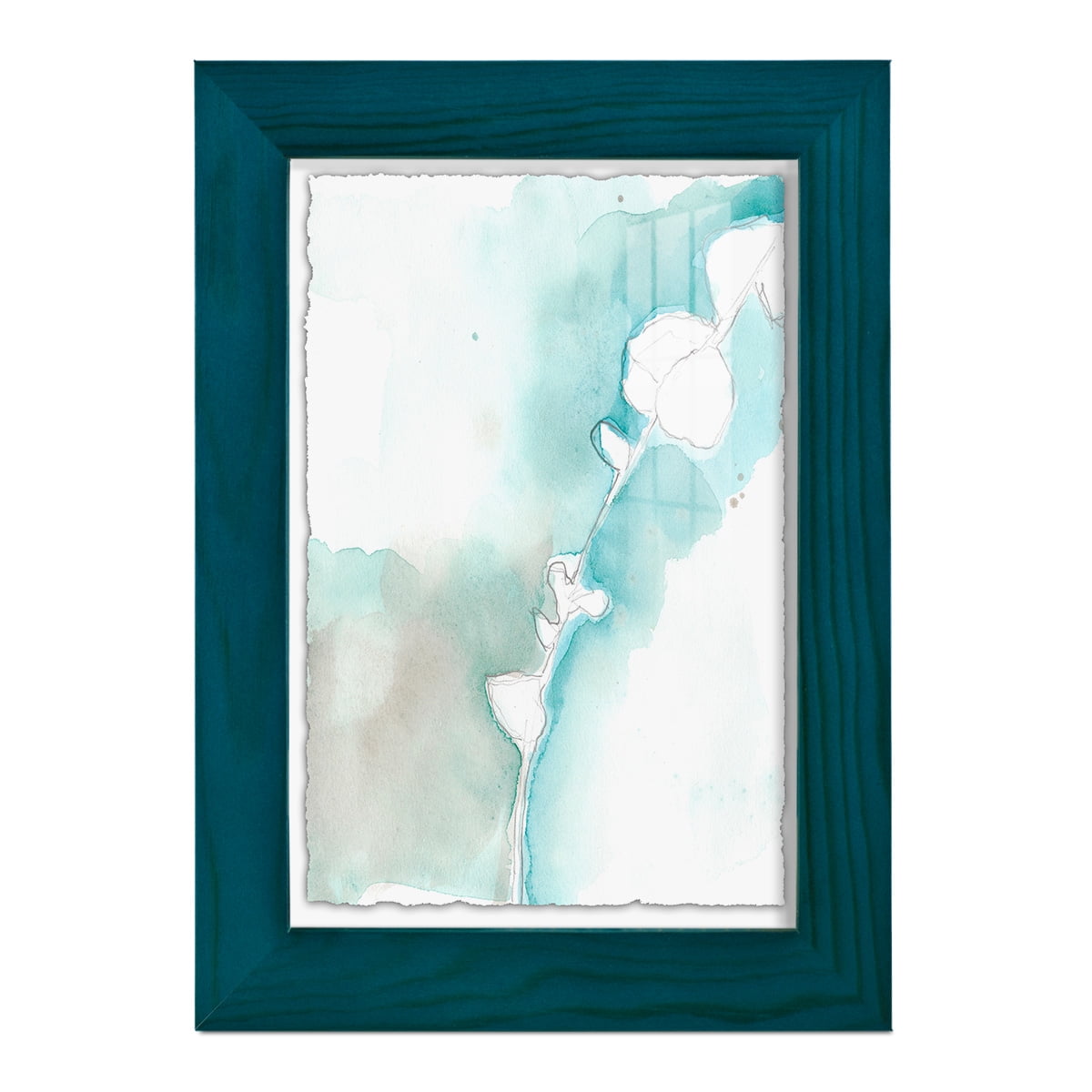 Ginkgo on Dusty Teal VII - Framed Print w/glass - Ocean Blue - Walmart.com