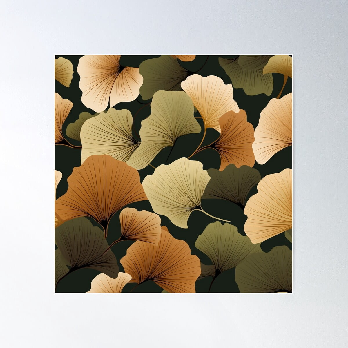 Ginko Leaf Pattern Poster Wall Art, Modern Wall Decor For Living Room ...