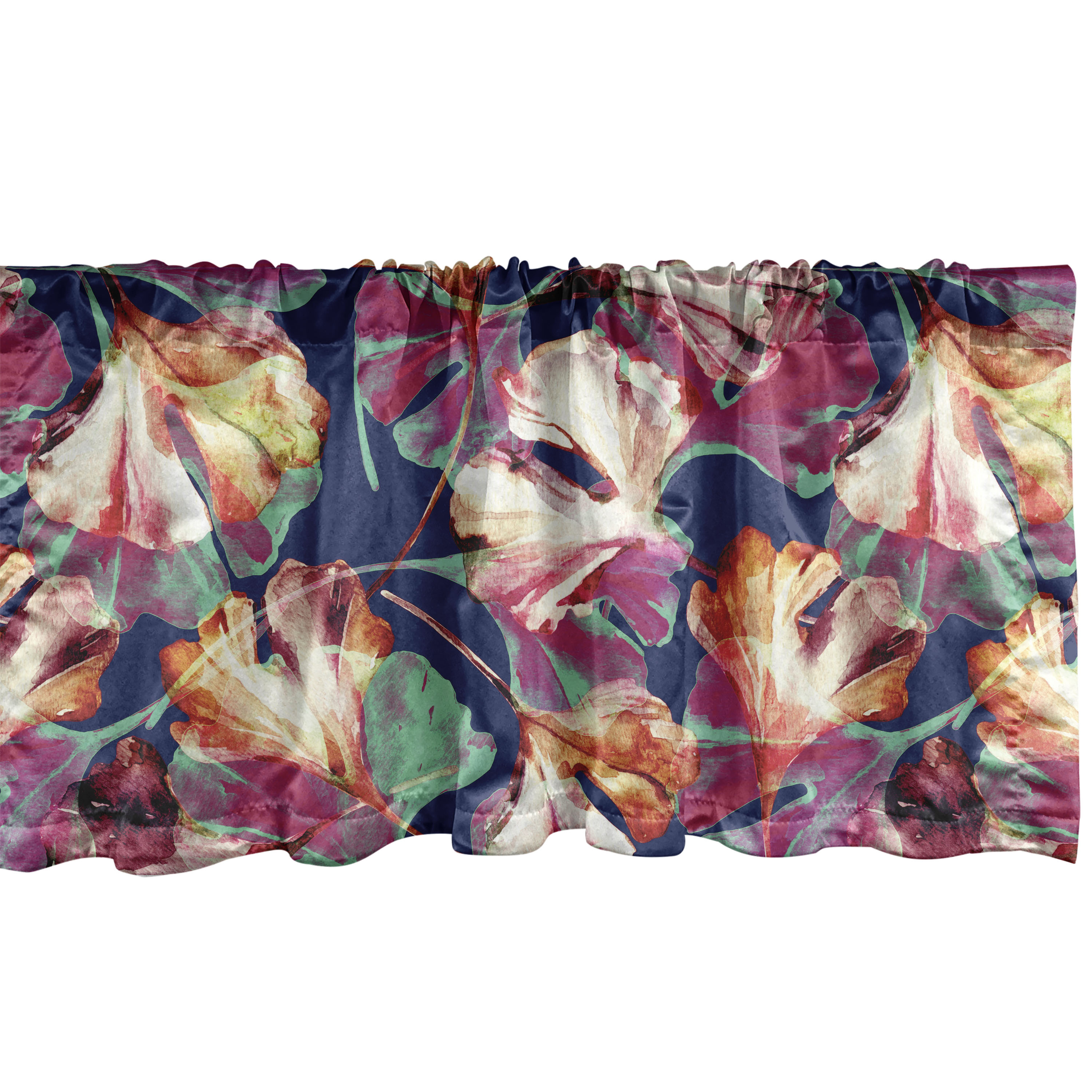 Ginko Leaves Window Valance, Psychedelic Colors Leafy Pattern Dreamy ...