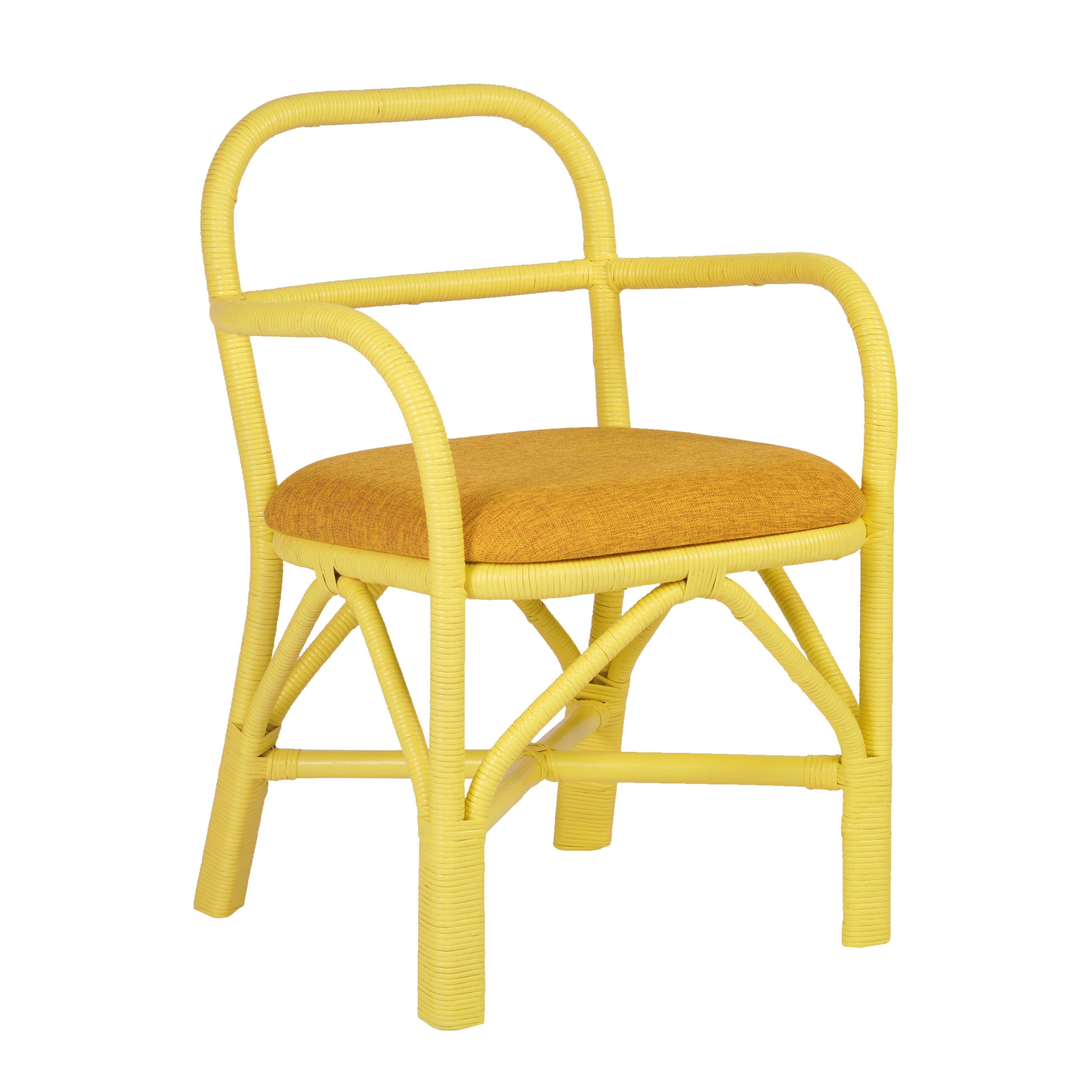 Ginny Yellow Rattan Dining Chair - Walmart.com