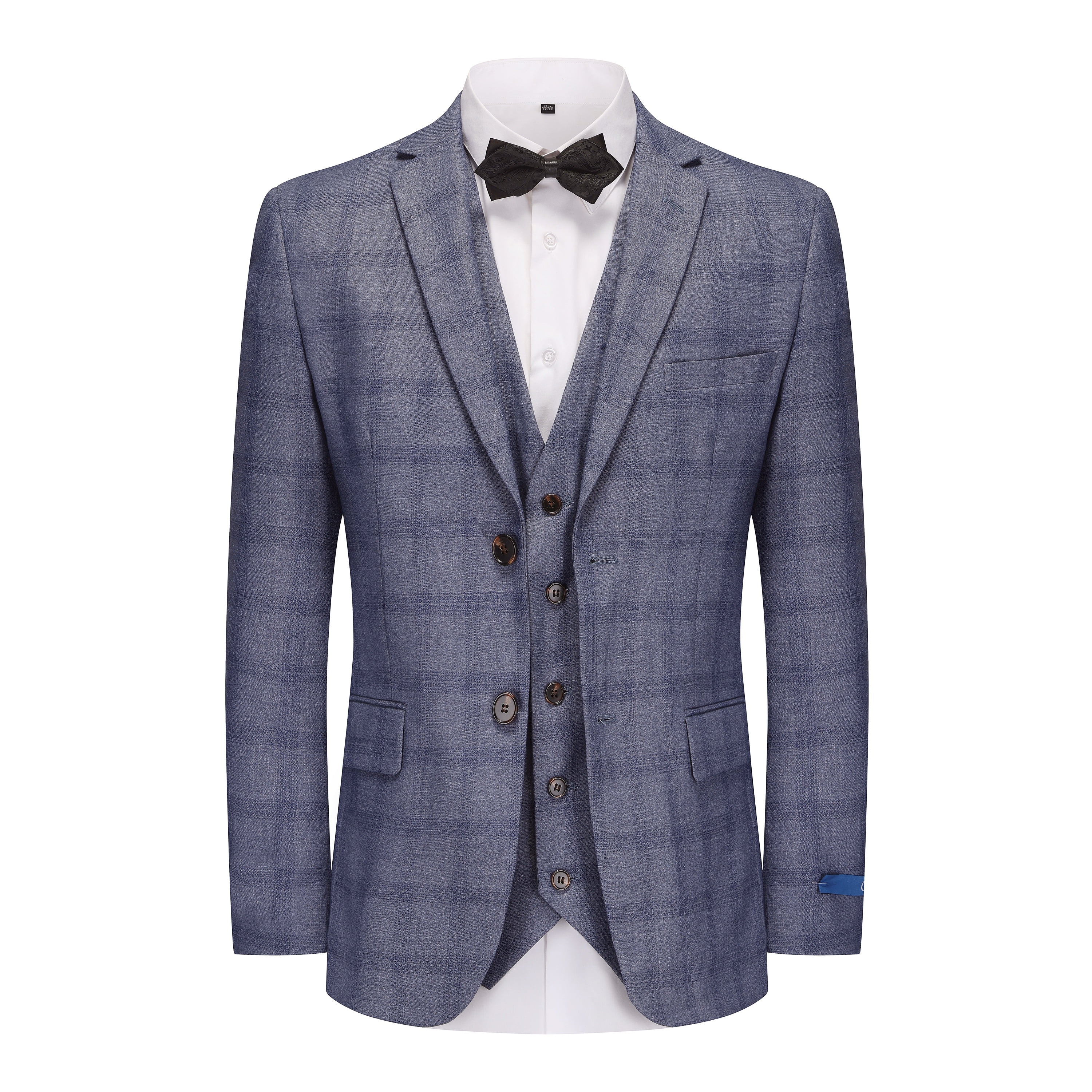Gino Vitale 3-Piece Slim Fit Blue Plaid Suit - Walmart.com