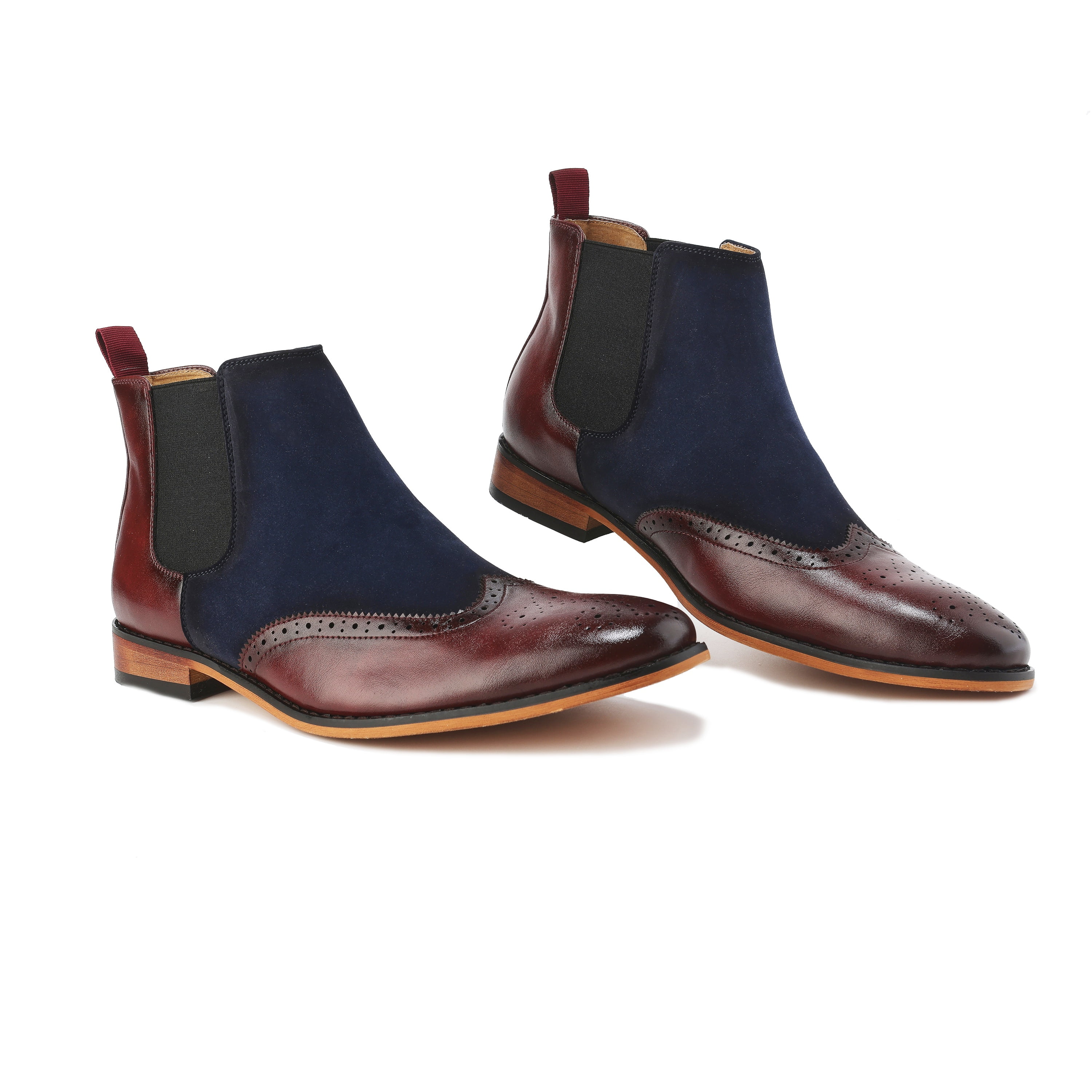 Gino Vitale Men's Wingtip Brogue Two-Tone Chelsea Boots - Walmart.com