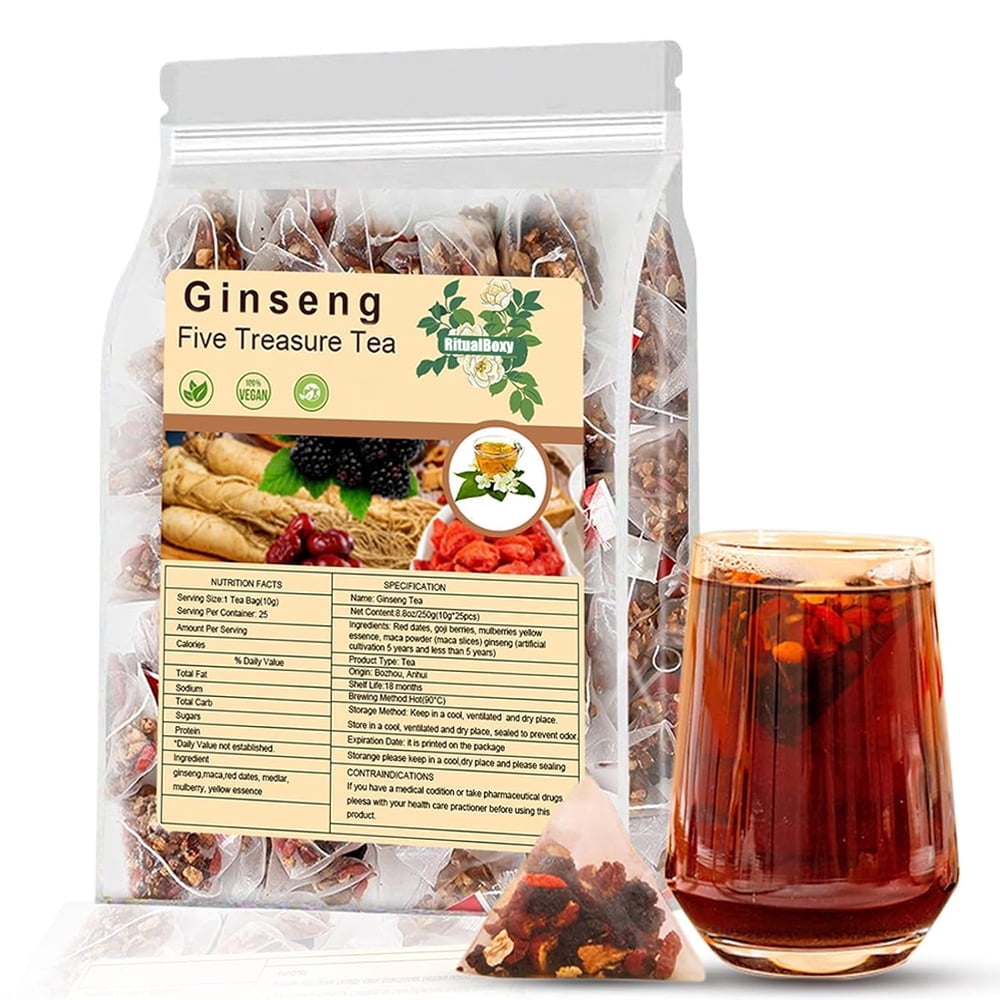 MindyLLL Ginseng Five Treasure Tea, 25 Bags, Herbal Blend - Walmart.com
