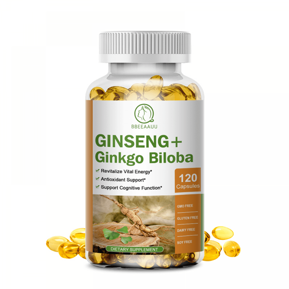 Ginseng + Ginkgo Biloba, Ginseng Root Extract Powder 1000mg (10% ...