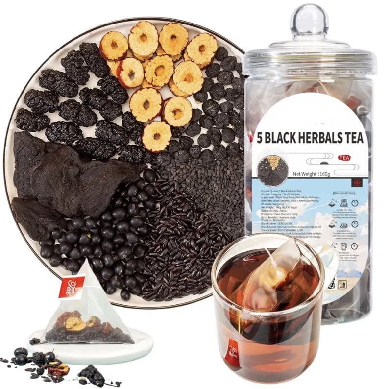 Maani Essence Ginseng Herbal Tea, Mulberry Black Bean Black Rice Black ...