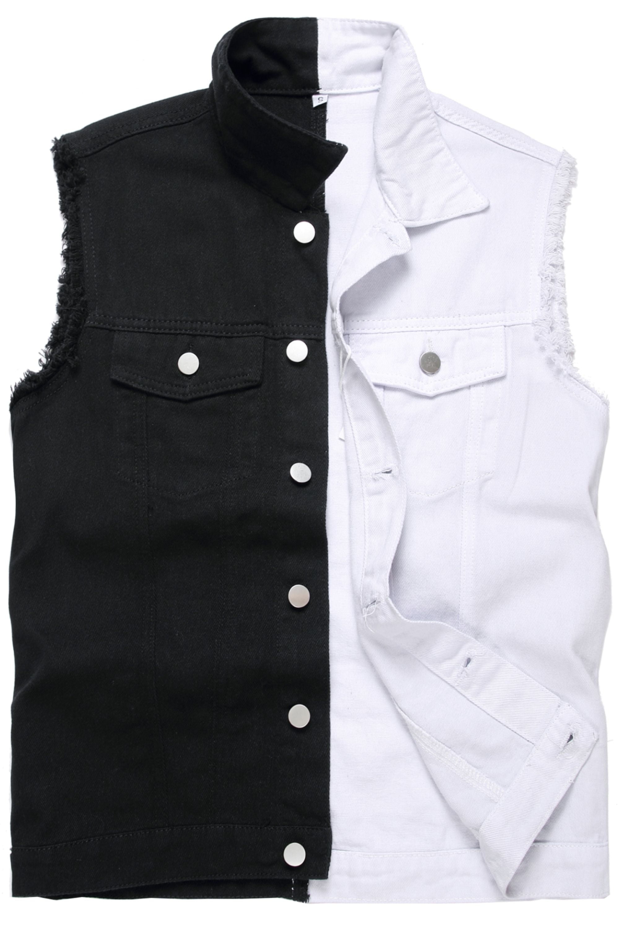 Ginsiom Mens Denim Vest Sleeveless Slim Fit Ripped Retro Jean Vest ...