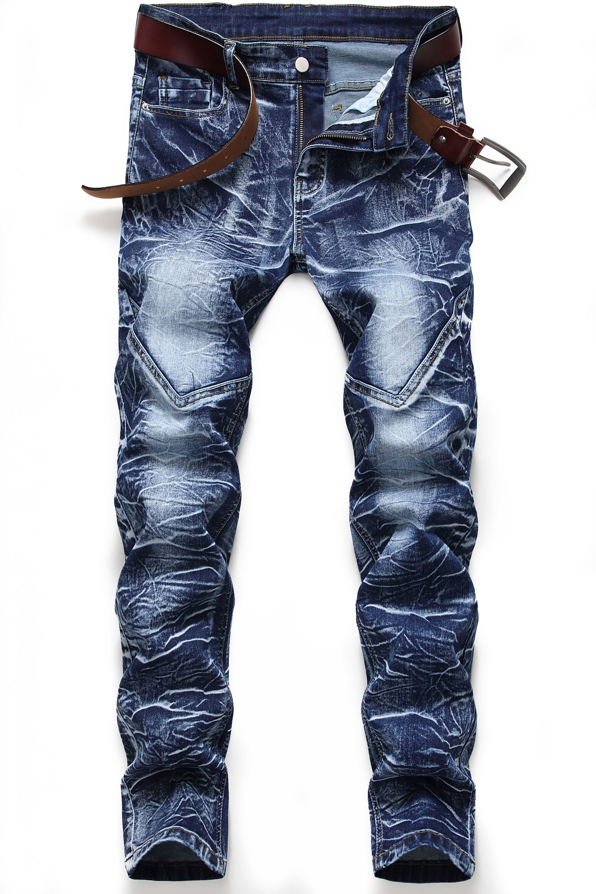 Ginsiom Mens Jeans Slim Fit Stretch Skinny Straight Leg Denim Pants ...