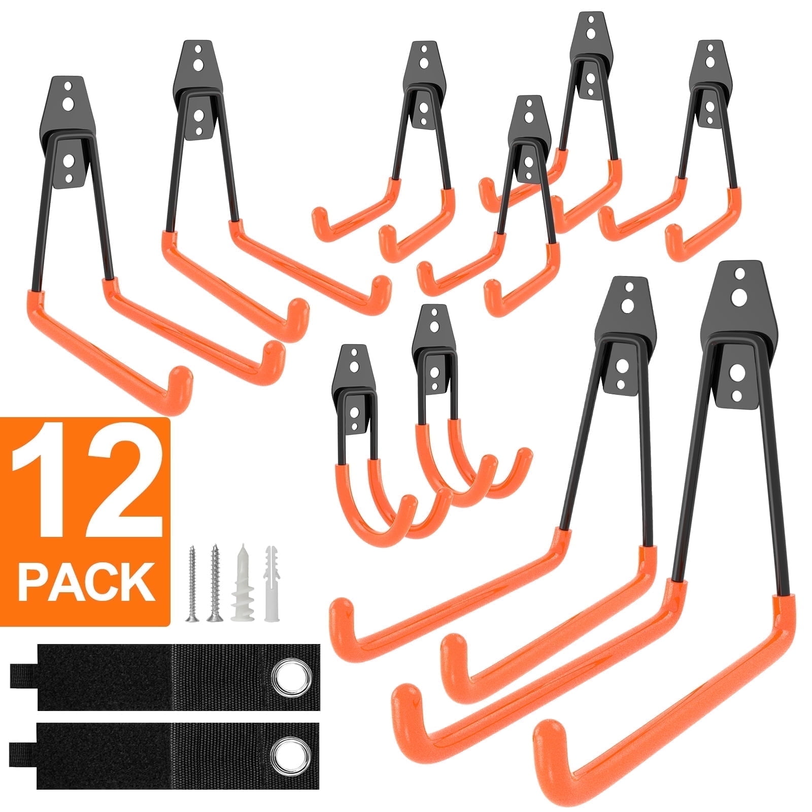 Gintenco Garage Hooks, 12 Pack Wall Storage Hooks with 2 Extension Cord ...