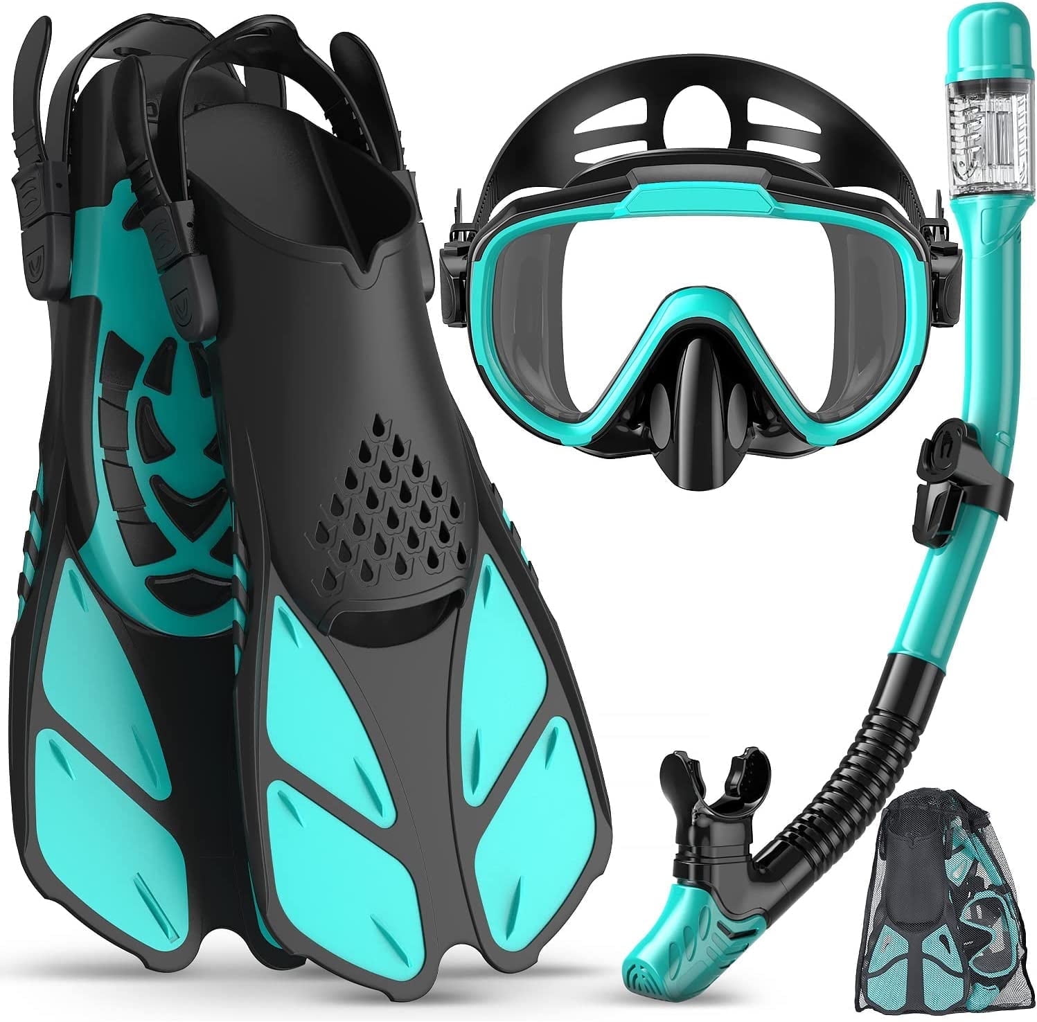 Gintenco Snorkel Set for Adult,4 in 1 Snorkel Set with Panoramic View ...