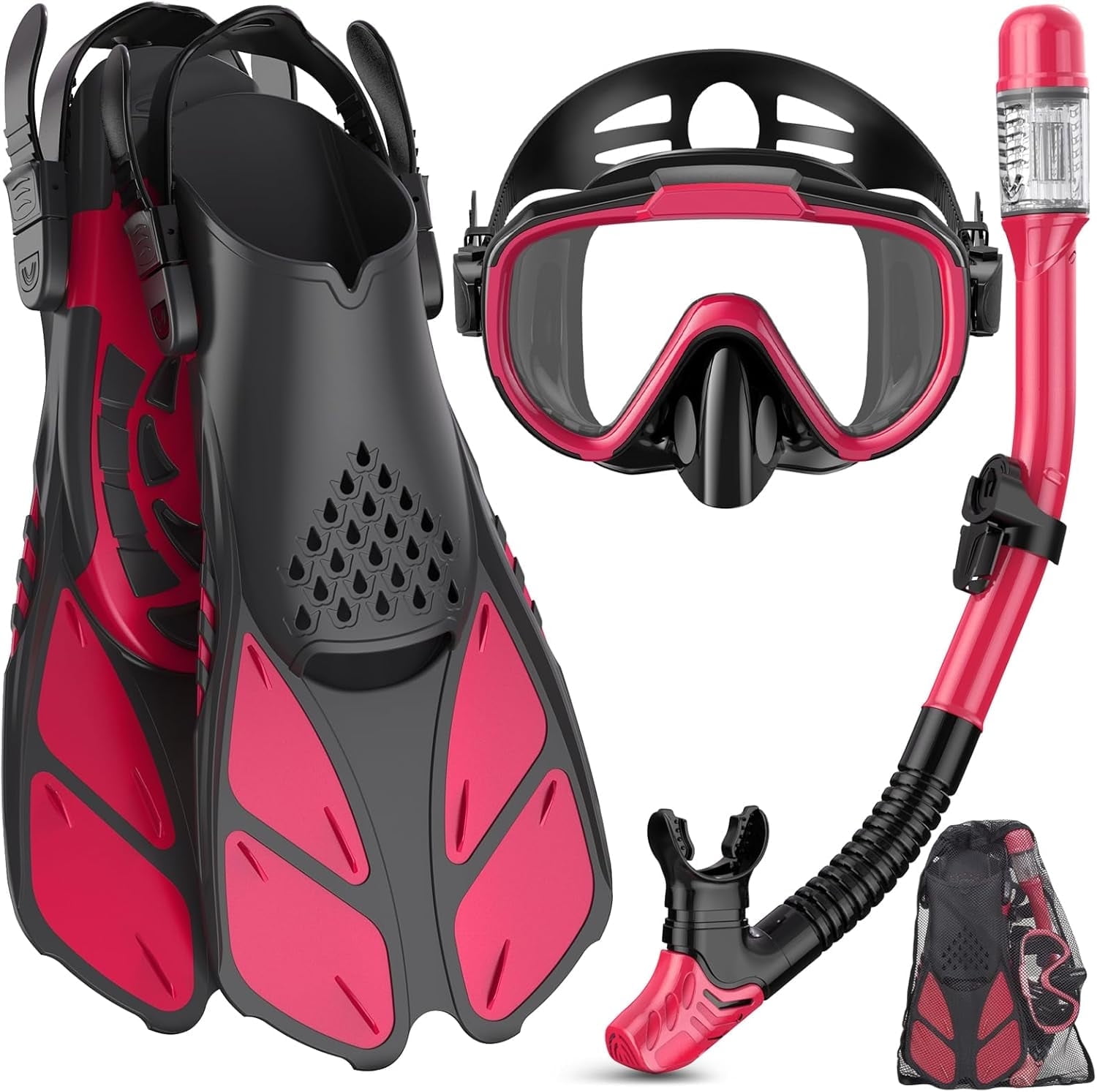 Gintenco Snorkel Set for Adult,4 in 1 Snorkel Set with Panoramic View ...