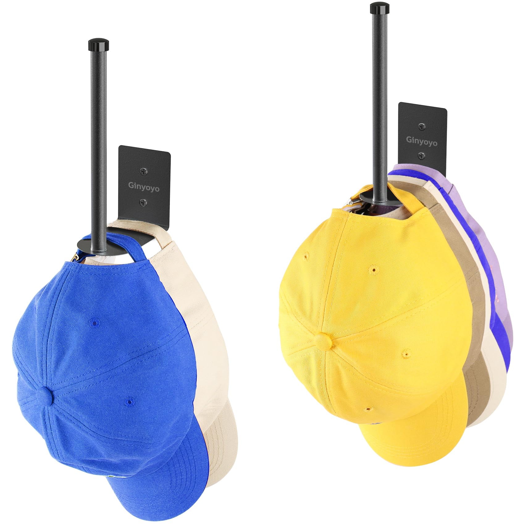 Ginyoyo 2 Pack Hat Racks for Baseball Caps, Adhesive Hat Storage ...