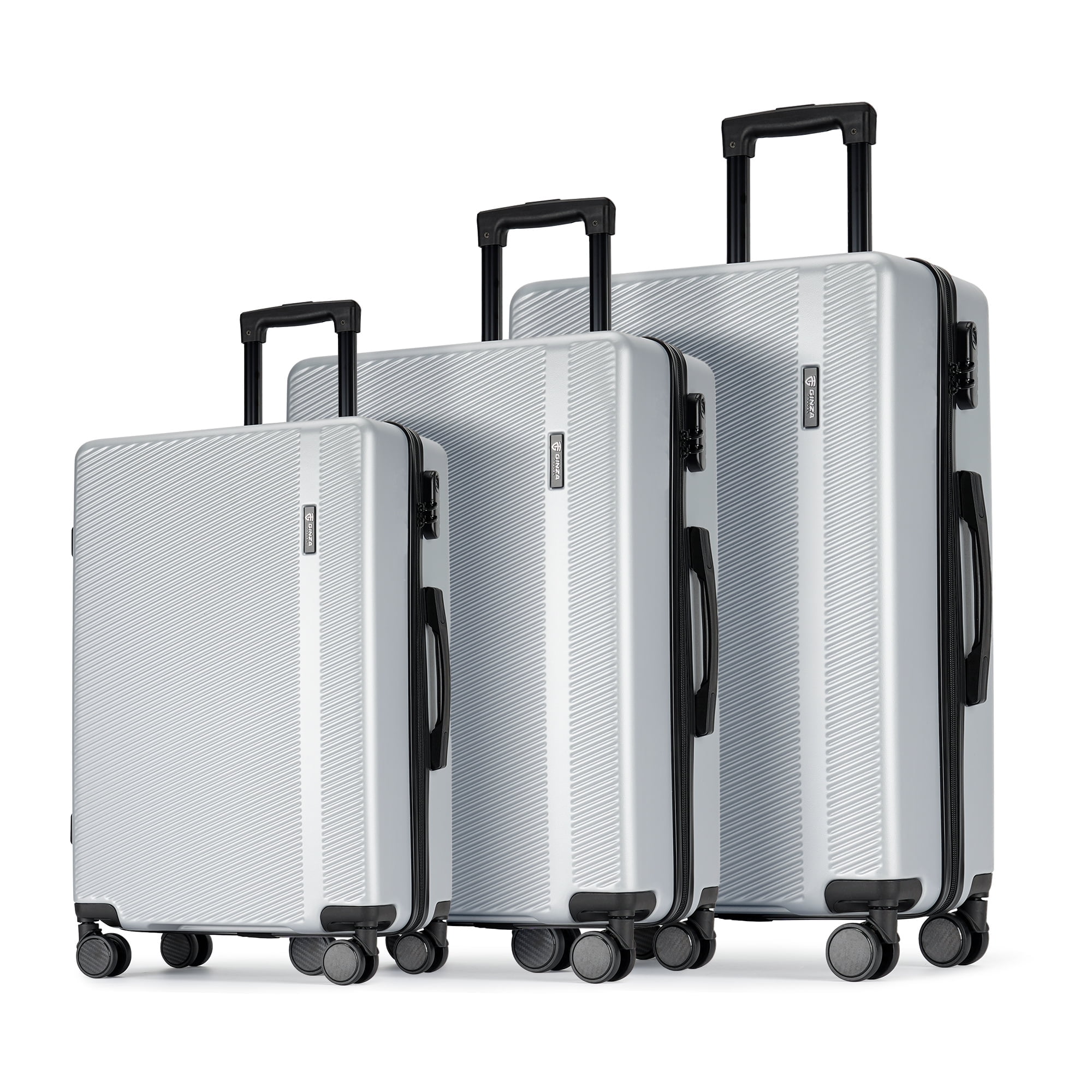 Ginza Travel 3 Piece Hardshell Luggage Sets, Lightweight, Durable ...