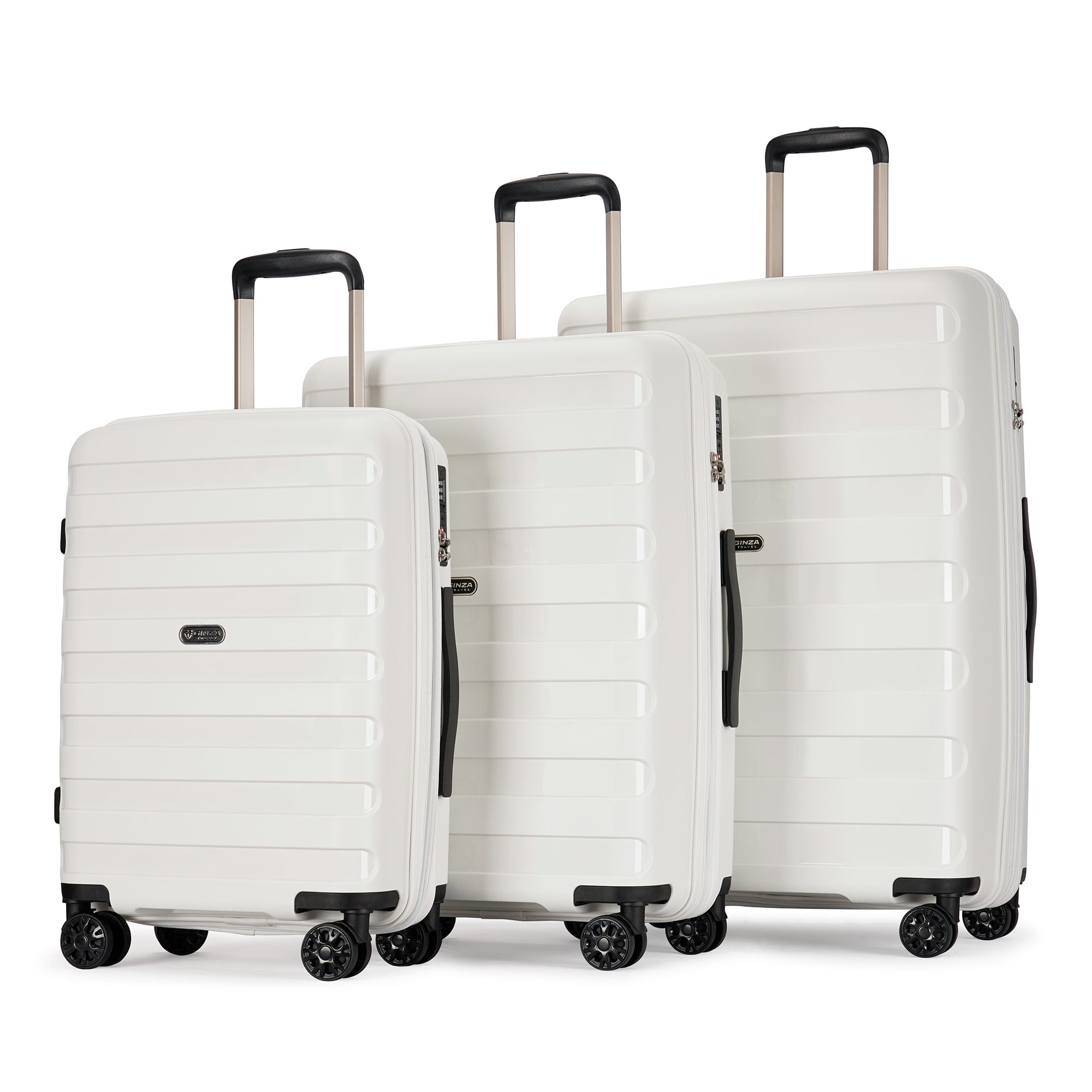 Ginza Travel 3 Piece Hardside Expandable Luggage Set,Suitcase with ...