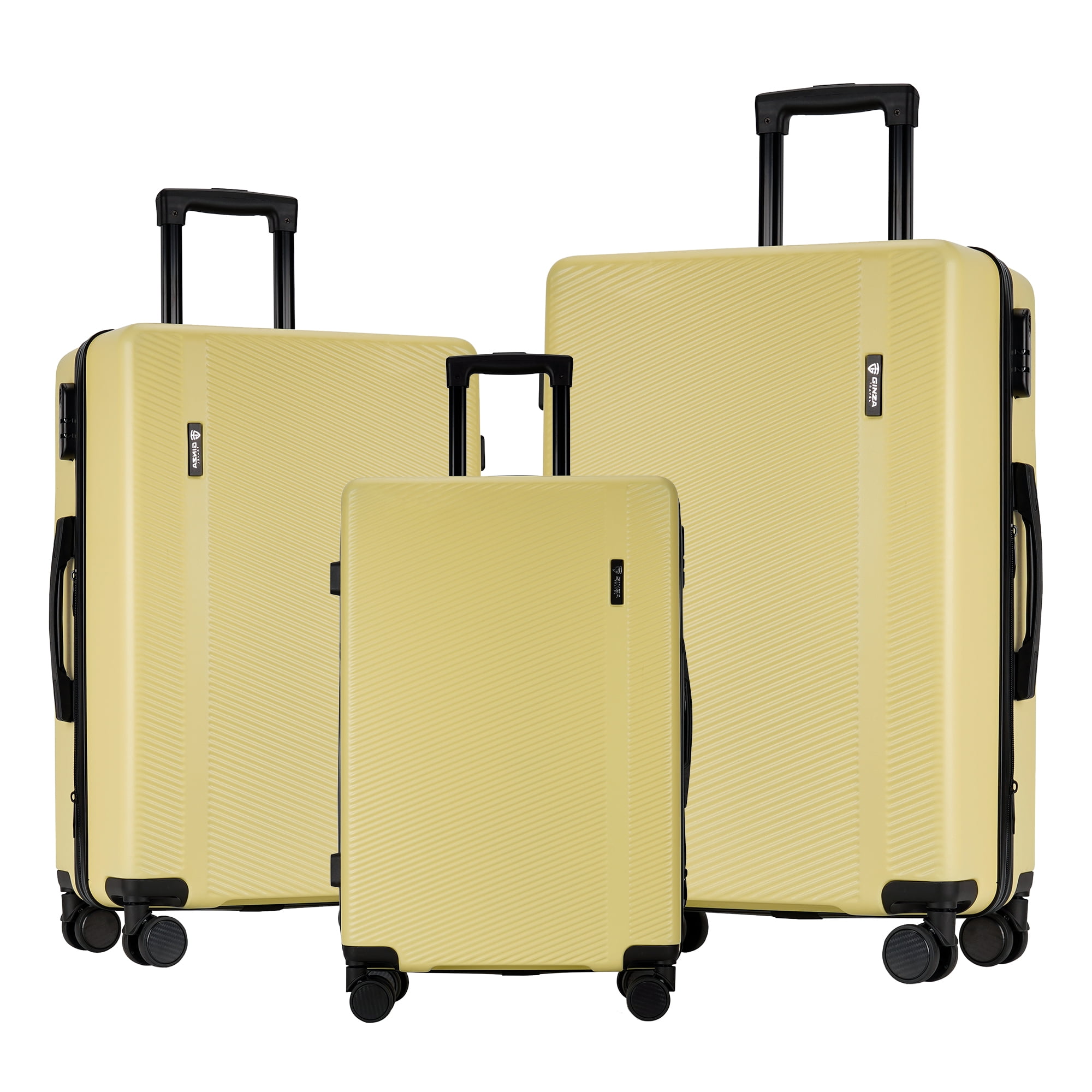 Ginza Travel 3 Piece Hardside Luggage Sets,Hardshell Lightweight ...