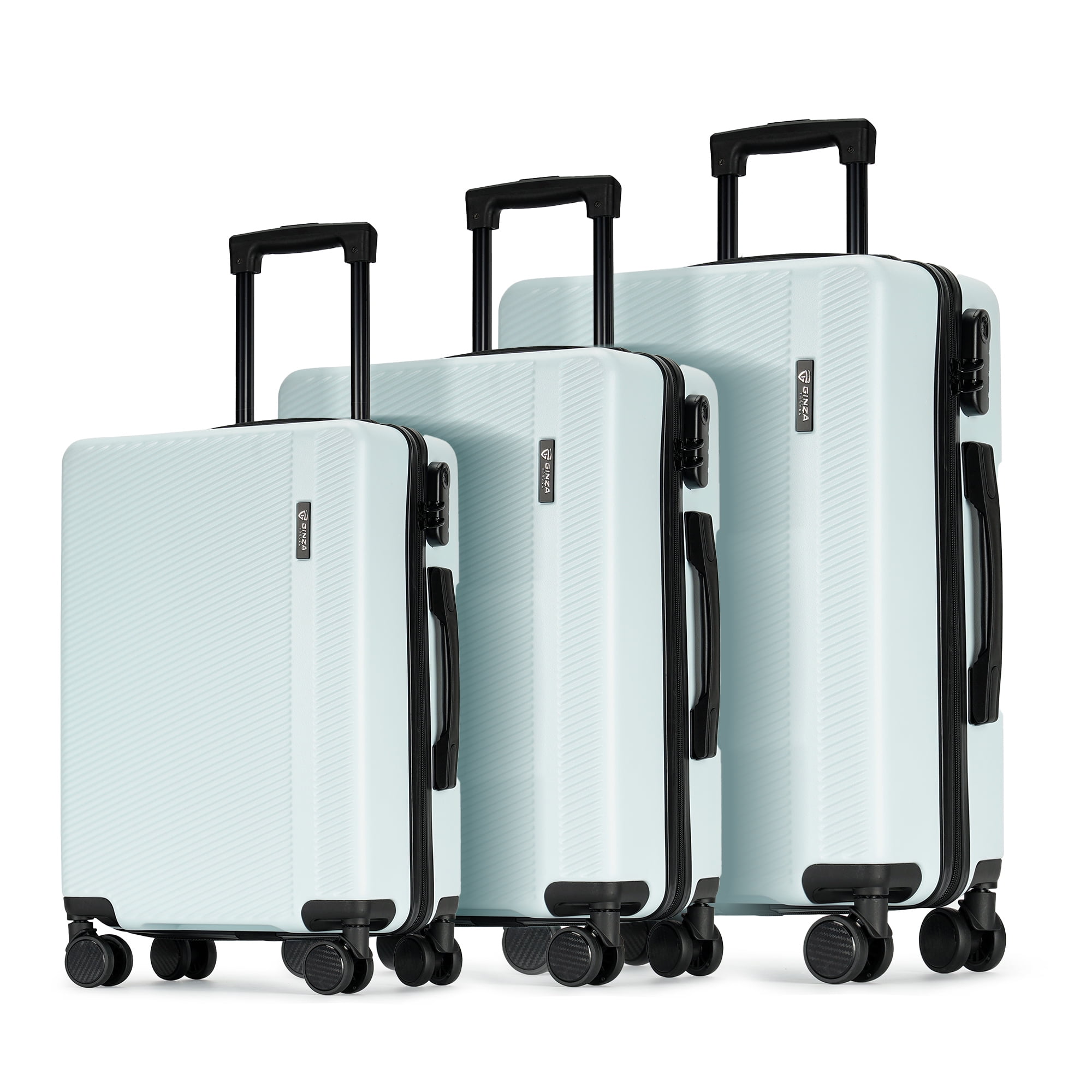 Ginza Travel 3-Piece Lightweight ABS Hardshell Suitcases with Durable ...