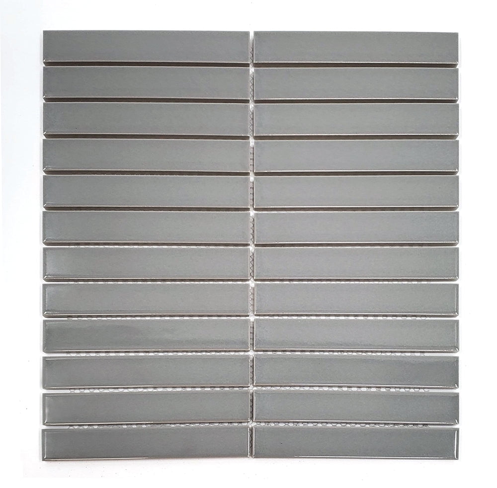 Gio Gray Glossy 1" X 6" Stacked Linear Porcelain Mosaic Tile - Walmart.com