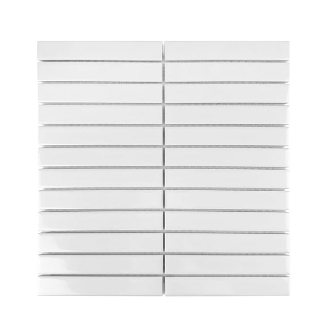 Gio White Matte 1" X 6" Porcelain Mosaic Tile for Wall Backsplash ...