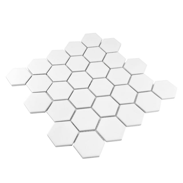 Gio White Matte 2" Hexagon Porcelain Mosaic Tile - Walmart.com