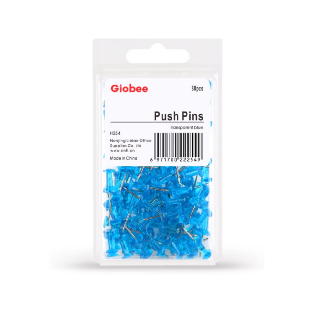 Giobee Thumb tacks, Push Pins Tacks, Clear Blue Plastic Head, Steel ...