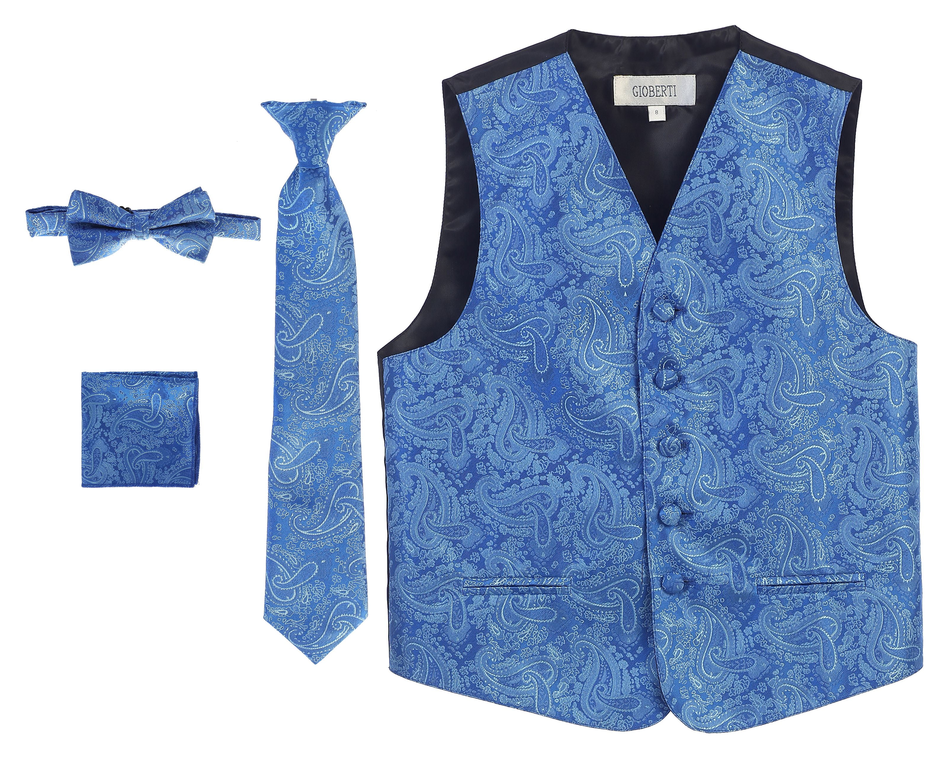 Gioberti Boy's 4 Piece Formal Paisley Vest Set - Walmart.com