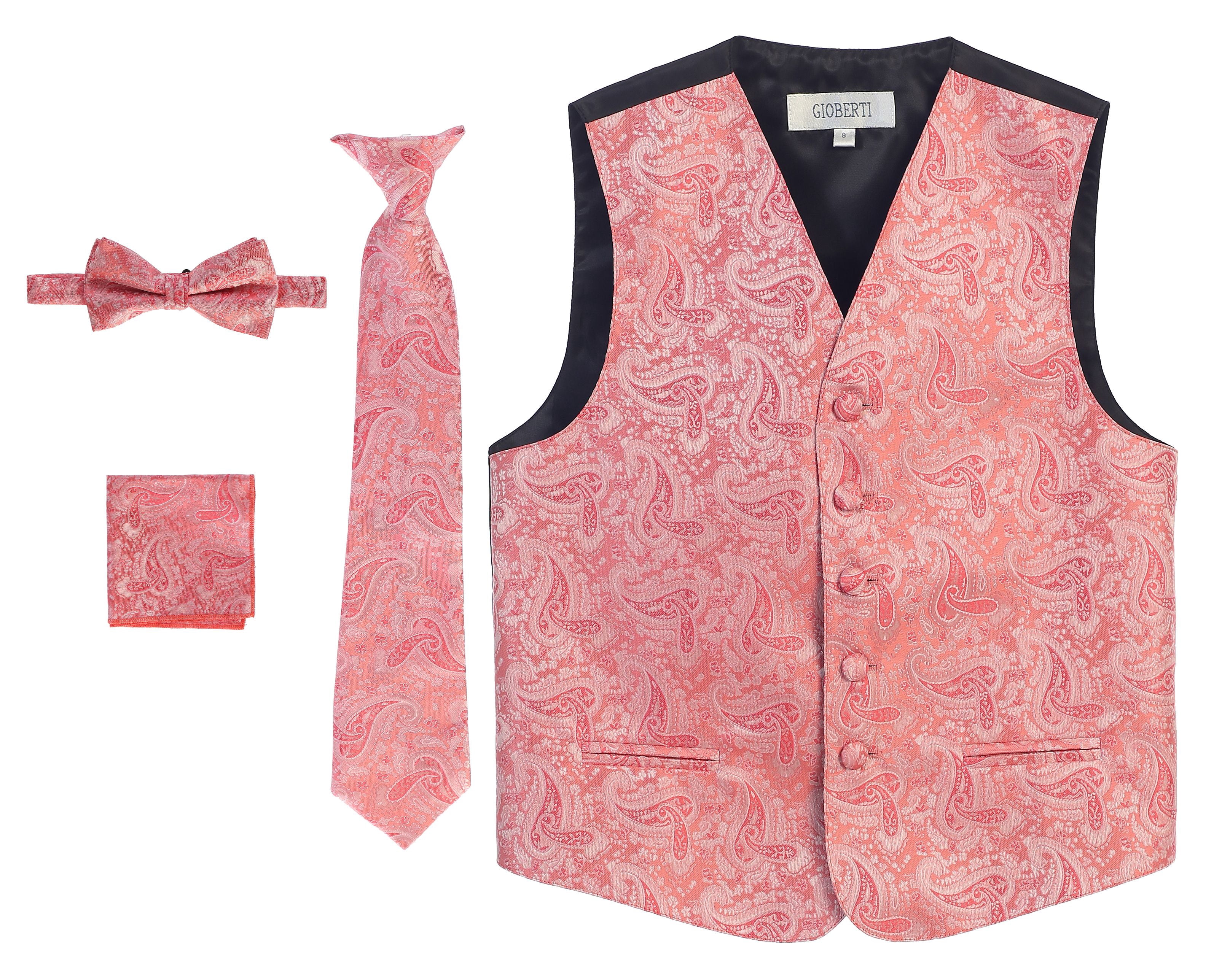 Gioberti Boy's 4 Piece Formal Paisley Vest Set - Walmart.com