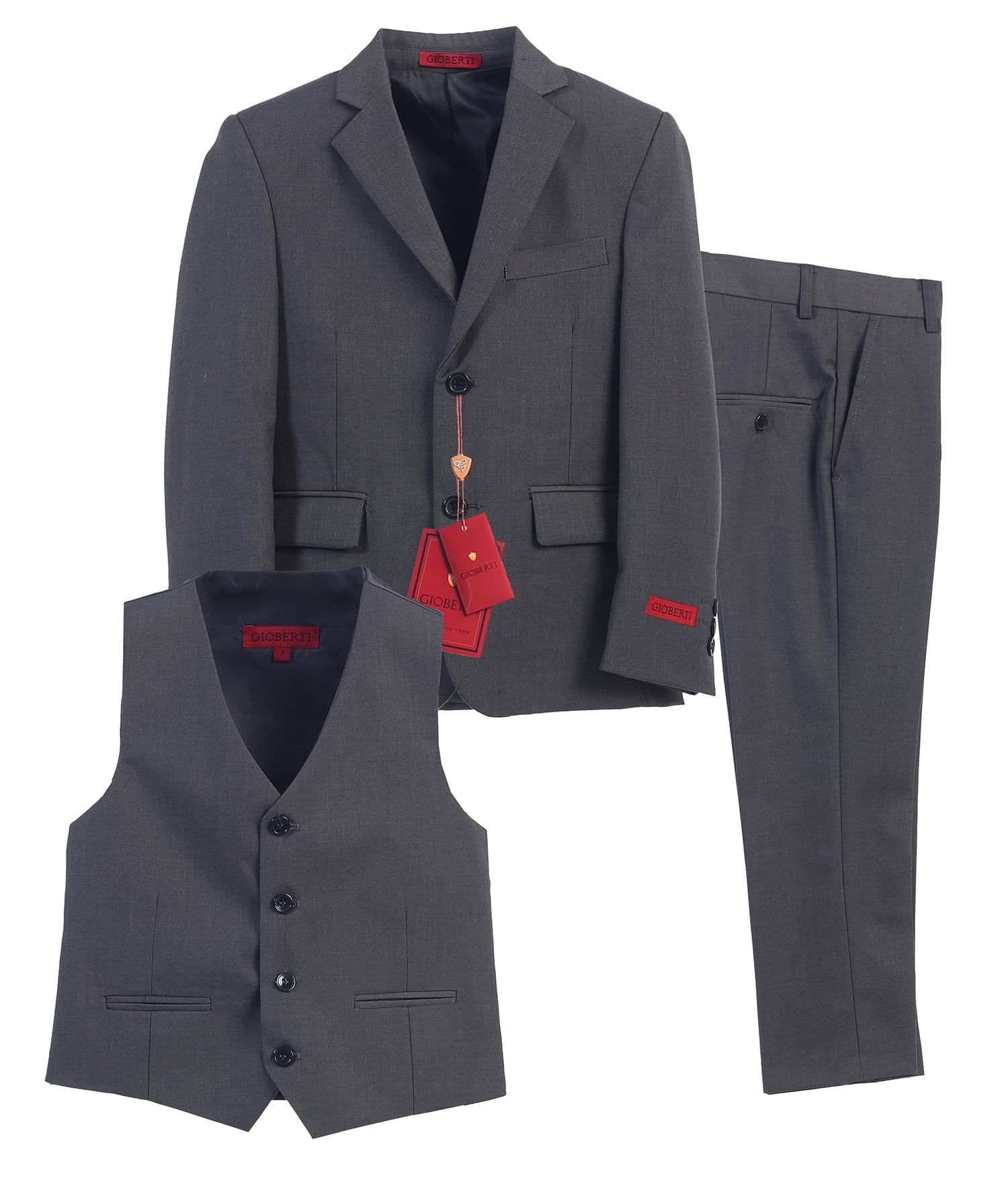 Gioberti Boy's Formal 3-Piece Suit, Jacket, Vest, and Dress Pants Suit ...