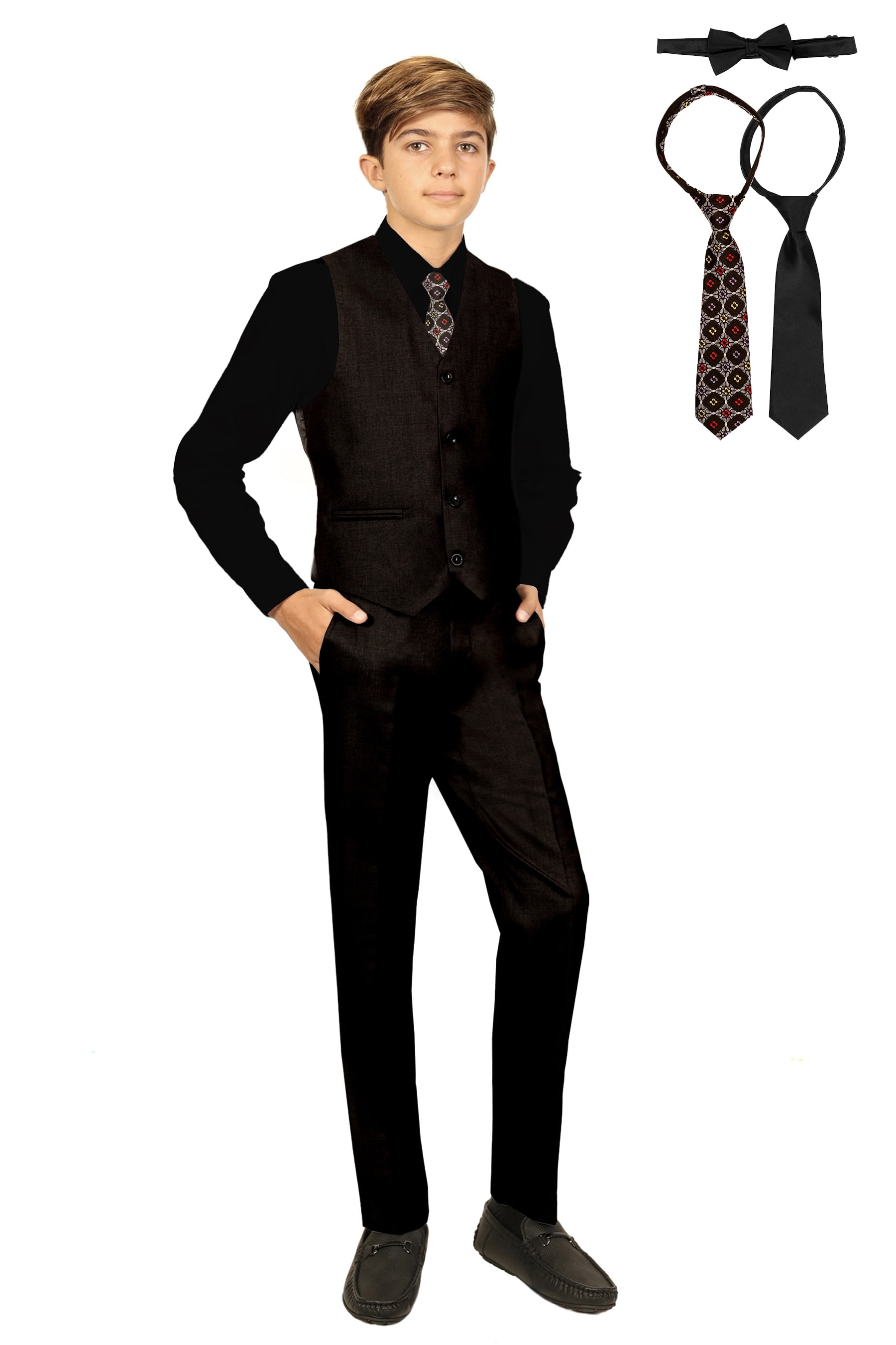 Gioberti Boys 5 Piece Vest and Pants Set with Shirt and Ties - Walmart.com