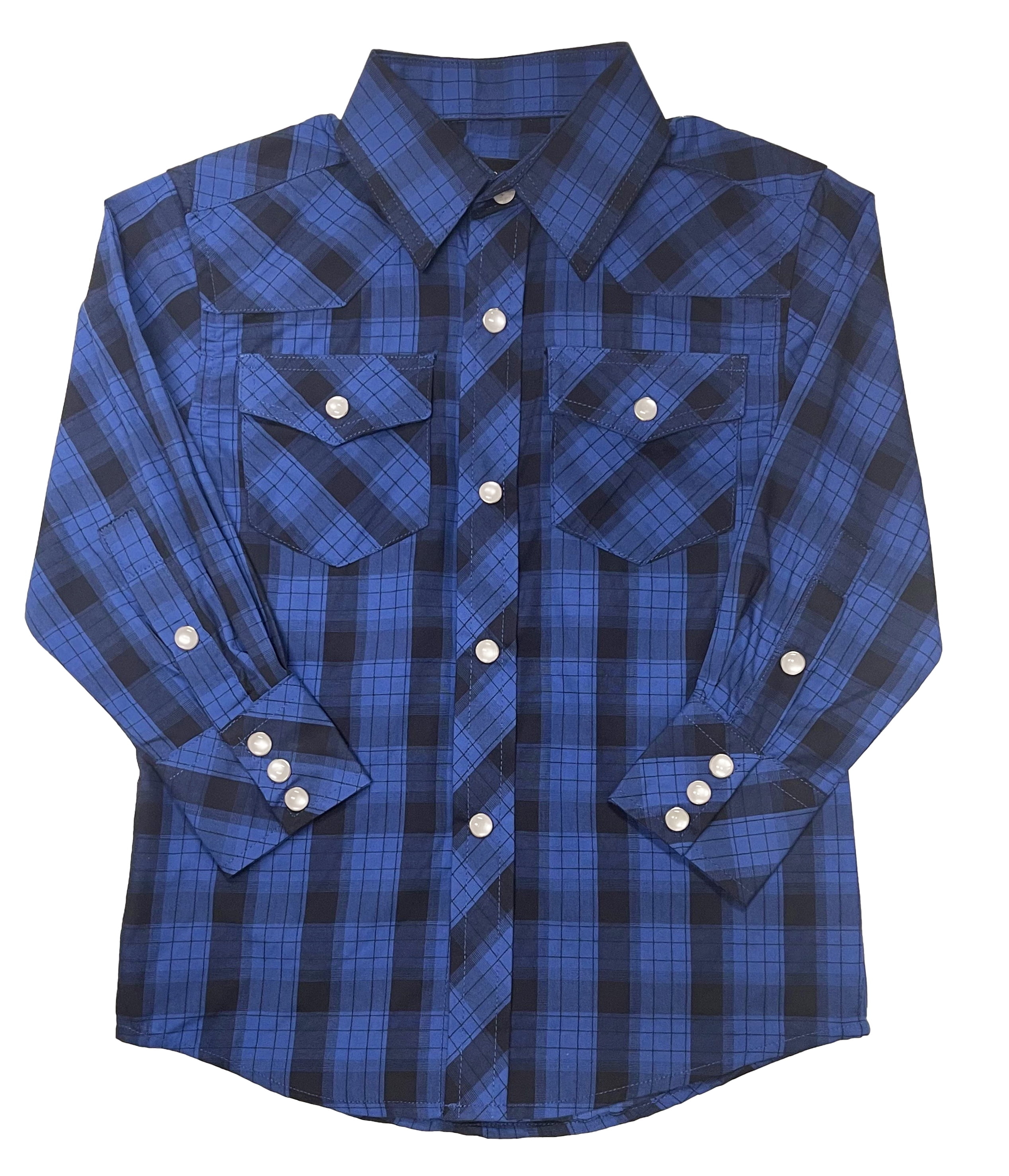 Gioberti Boys Casual Western Plaid Long Sleeve Pearl Snaps Shirt ...