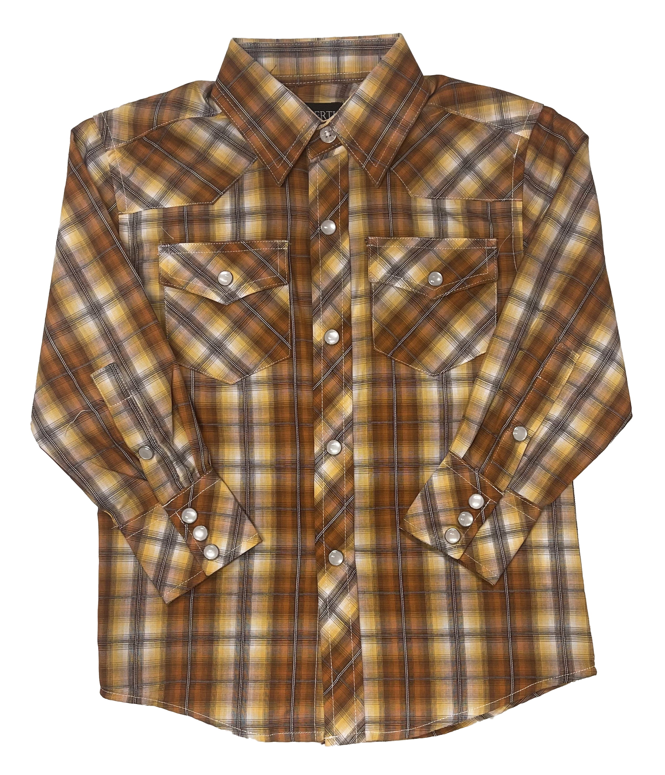 Gioberti Boys Casual Western Plaid Long Sleeve Pearl Snaps Shirt ...
