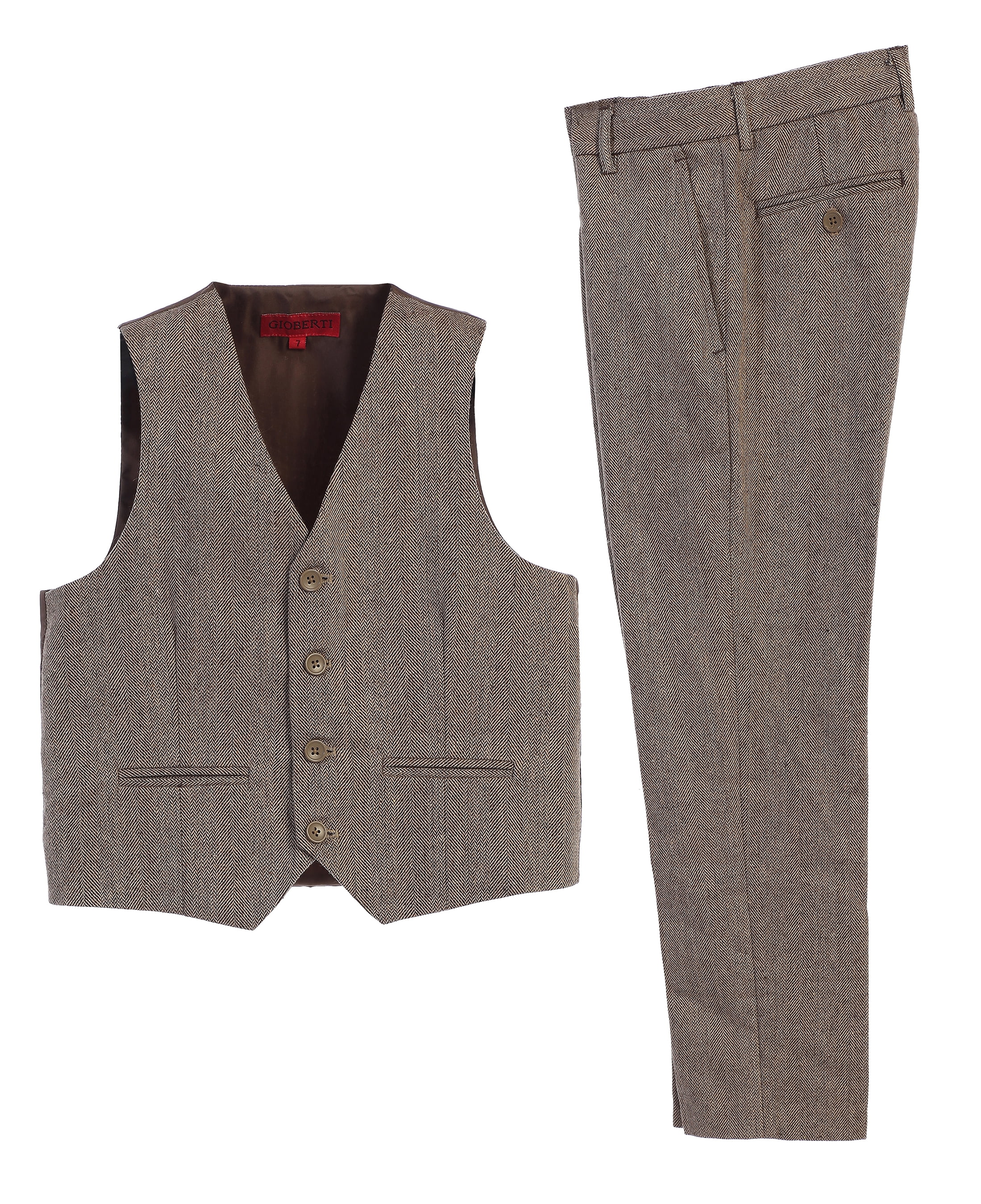 Gioberti Kids and Boys 2 Piece Tweed Plaid Vest and Pants Set - Walmart.com