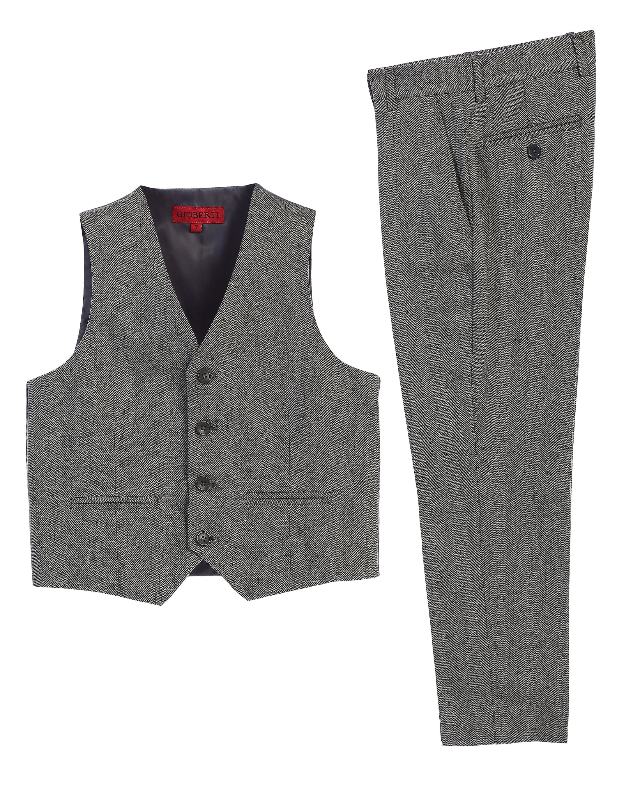 Gioberti Kids and Boys 2 Piece Tweed Plaid Vest and Pants Set - Walmart.com