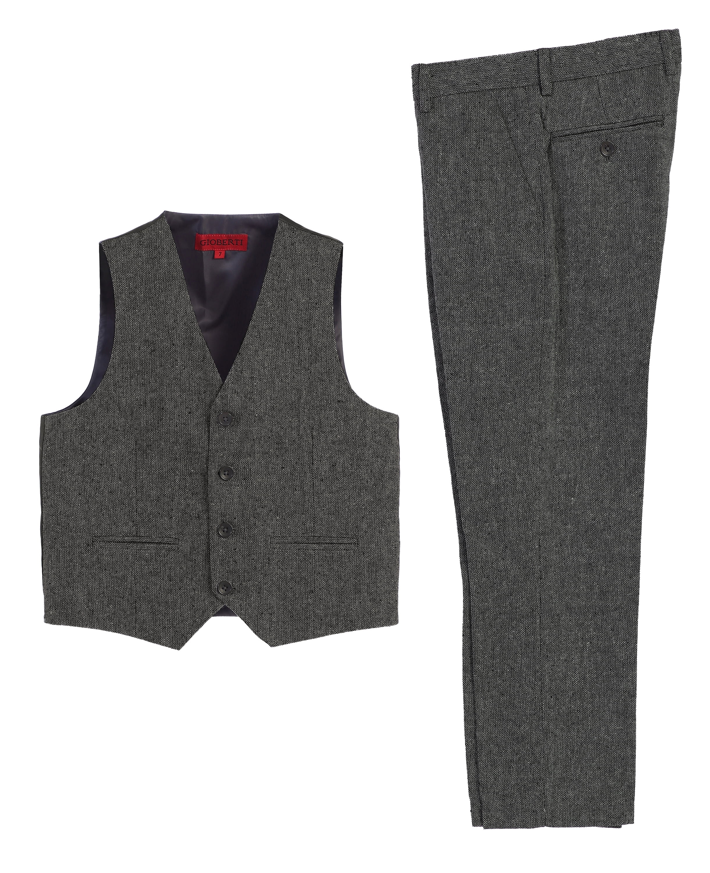 Gioberti Kids and Boys 2 Piece Tweed Plaid Vest and Pants Set - Walmart.com