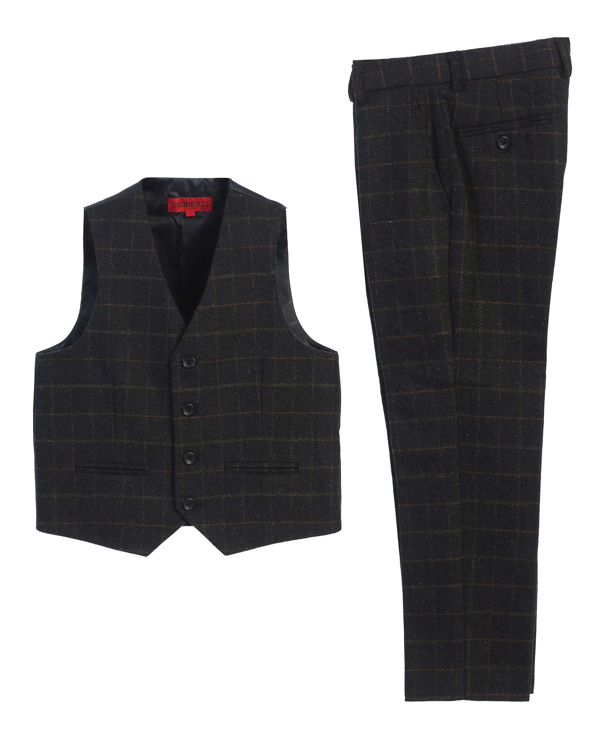 Gioberti Kids and Boys 2 Piece Tweed Plaid Vest and Pants Set - Walmart.com