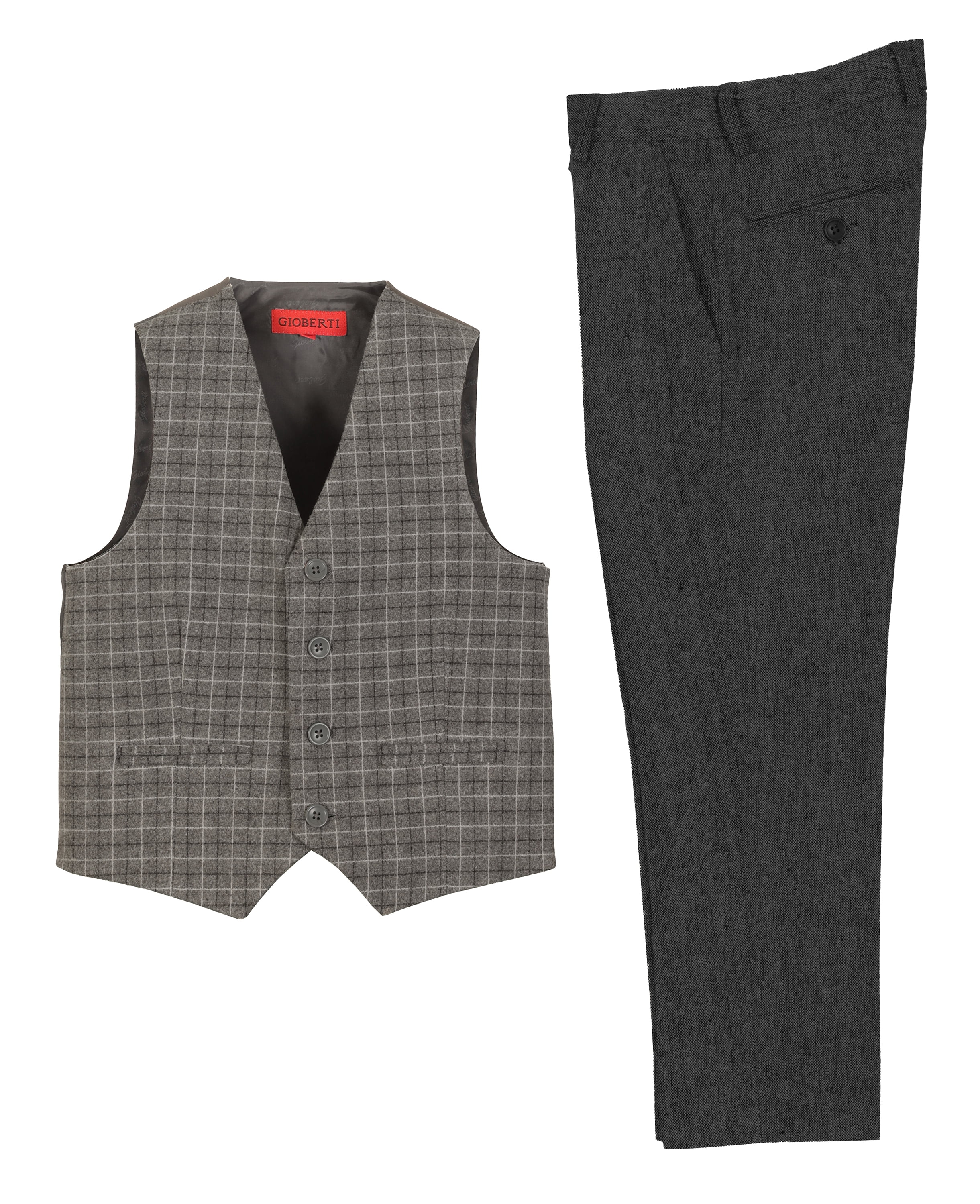 Gioberti Kids and Boys 2 Piece Tweed Plaid Vest and Pants Set - Walmart.com