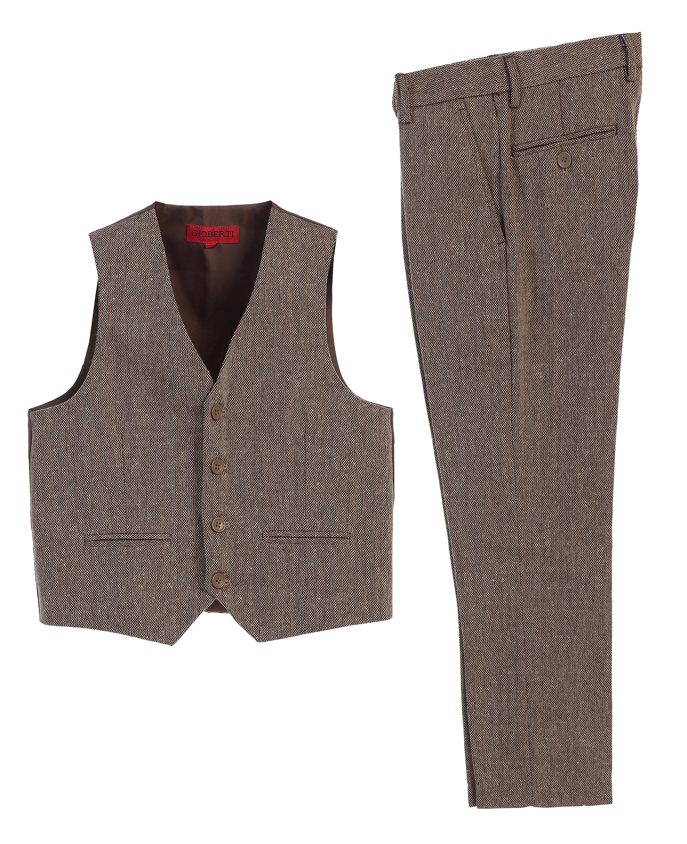 Gioberti Kids and Boys 2 Piece Tweed Plaid Vest and Pants Set - Walmart.com