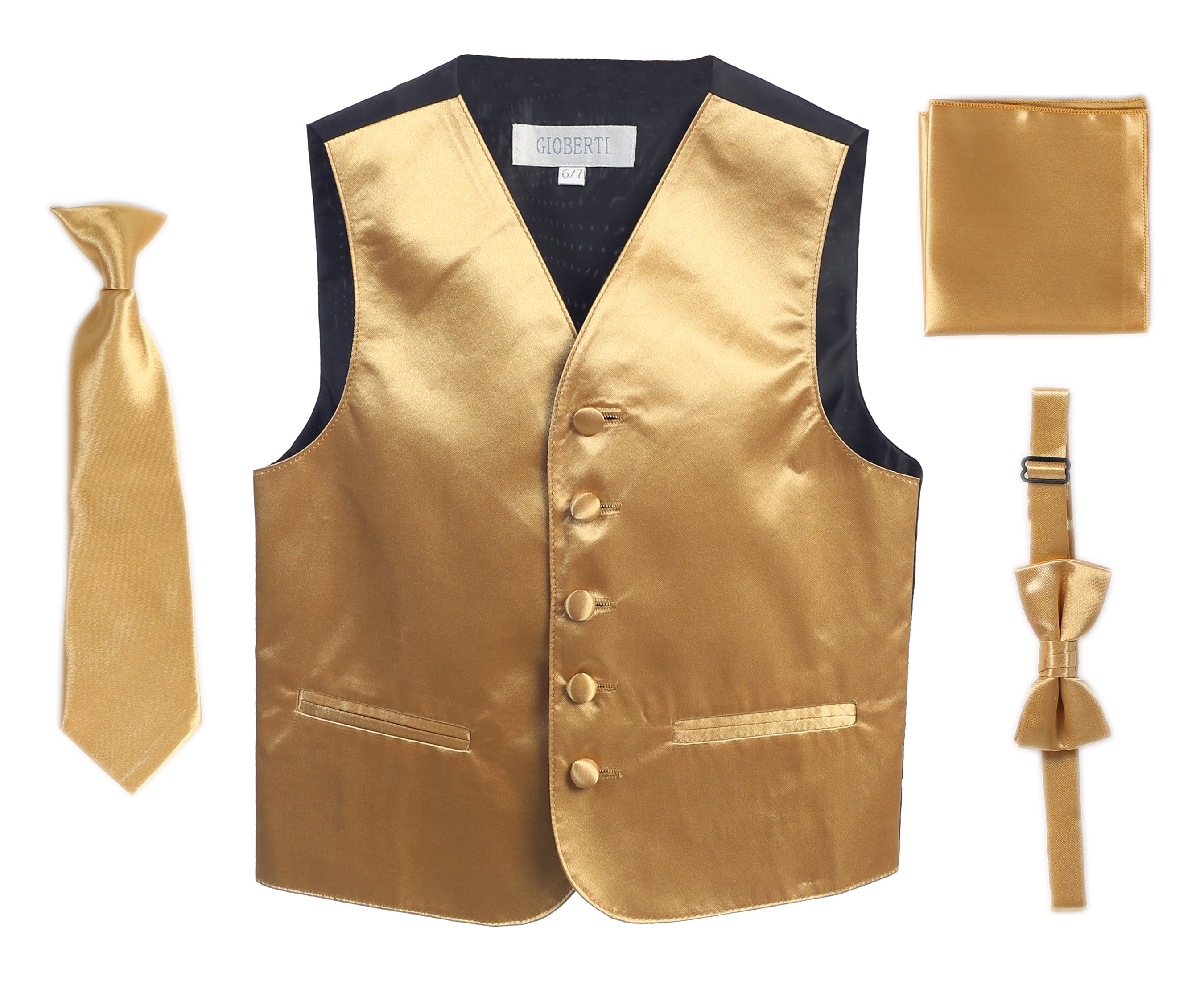 Gioberti Kids and Boys 4pc Satin Formal Vest Set - Walmart.com