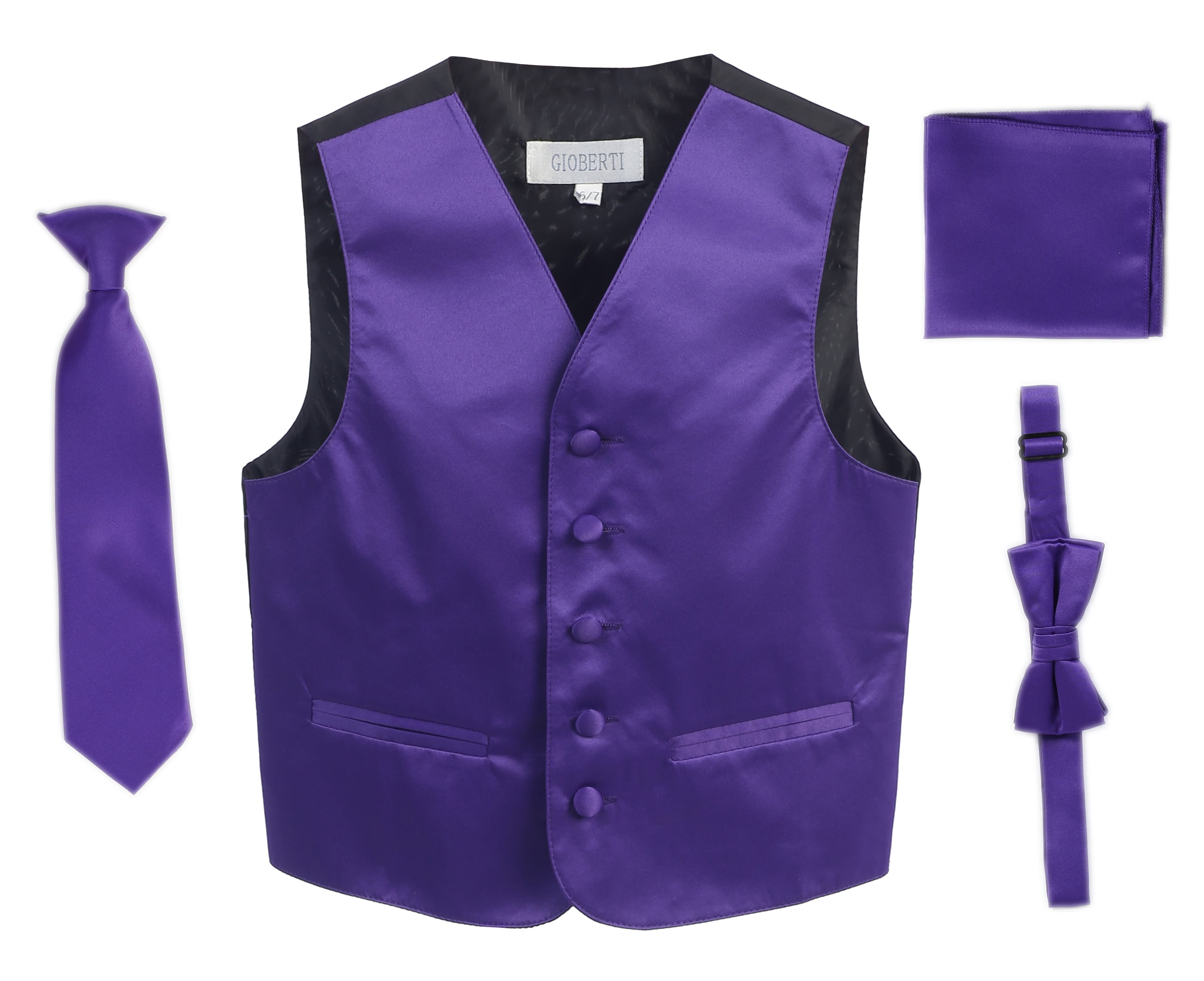 Gioberti Kids and Boys 4pc Satin Formal Vest Set - Walmart.com